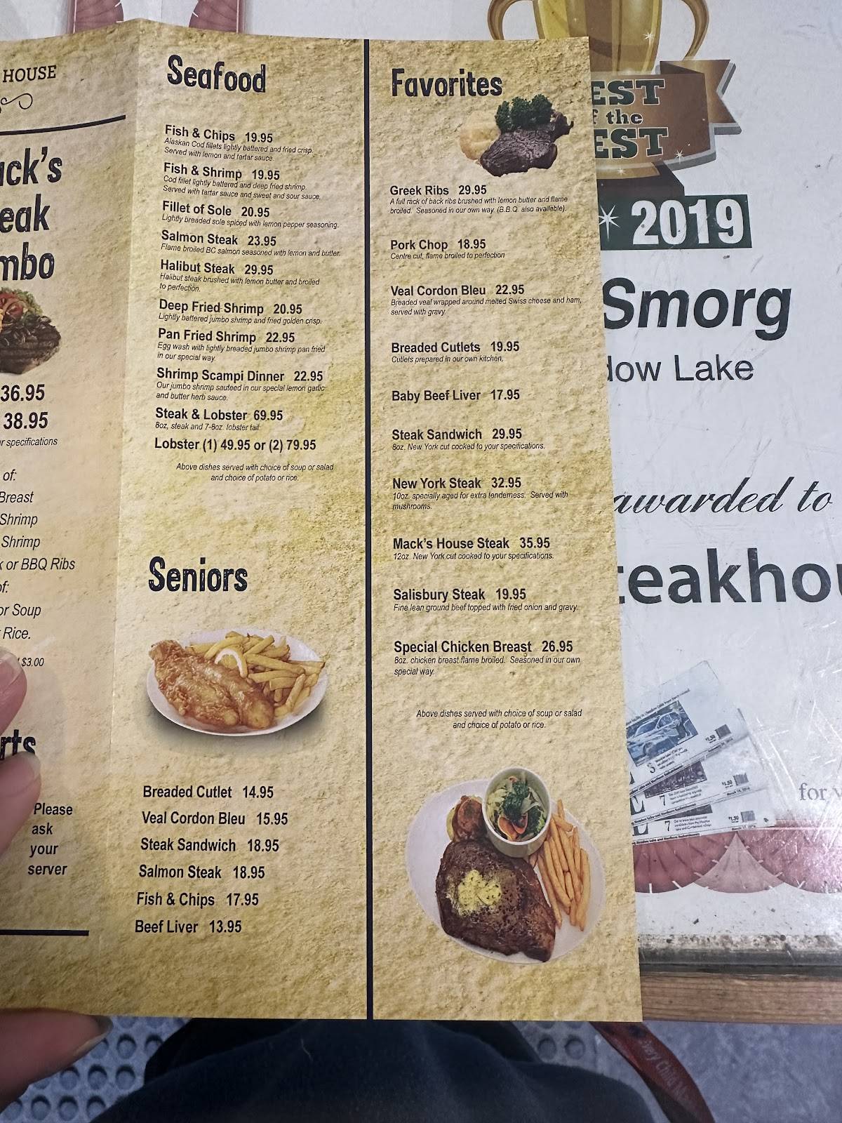 Menu at Mack's Family Restaurant, Meadow Lake