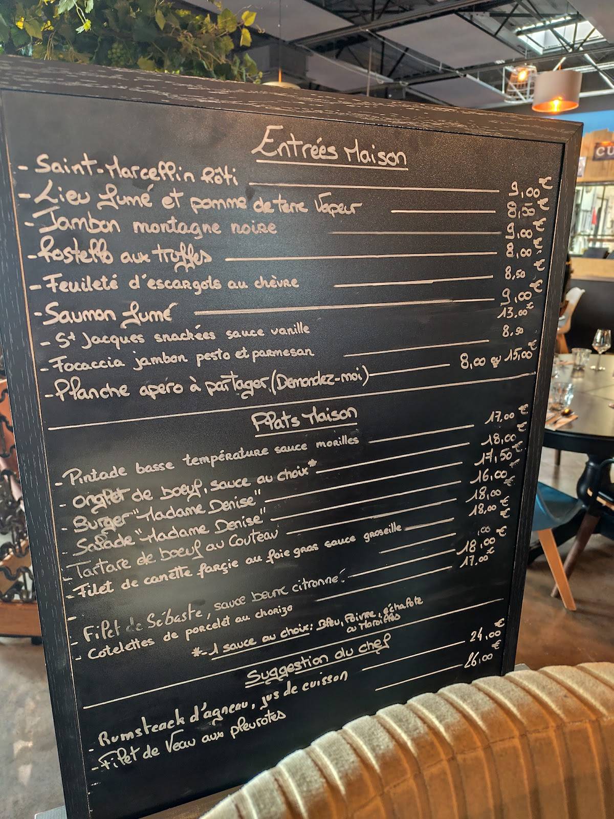Menu au Madame Denise Parthenay restaurant, Parthenay
