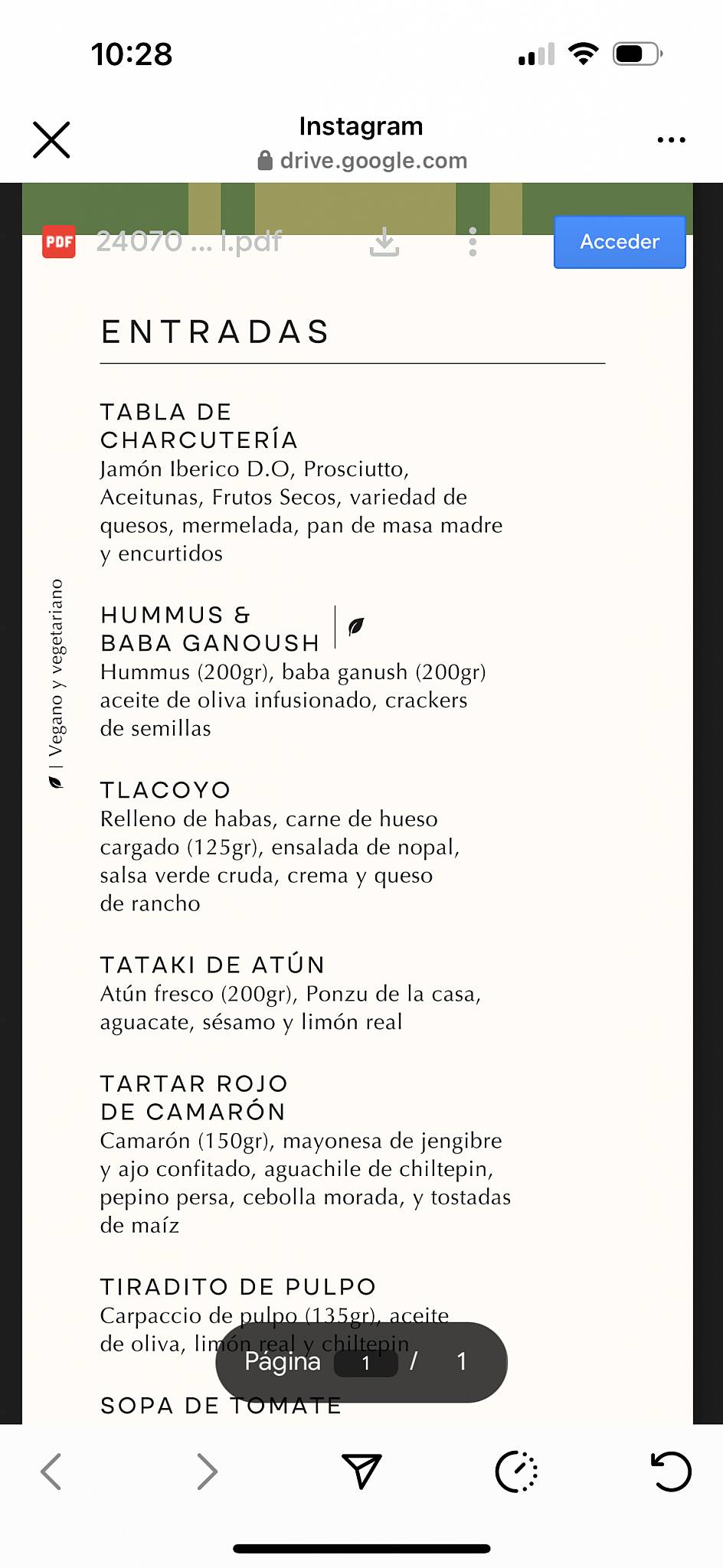 Menu at Maderas Open Kitchen restaurant, Hermosillo