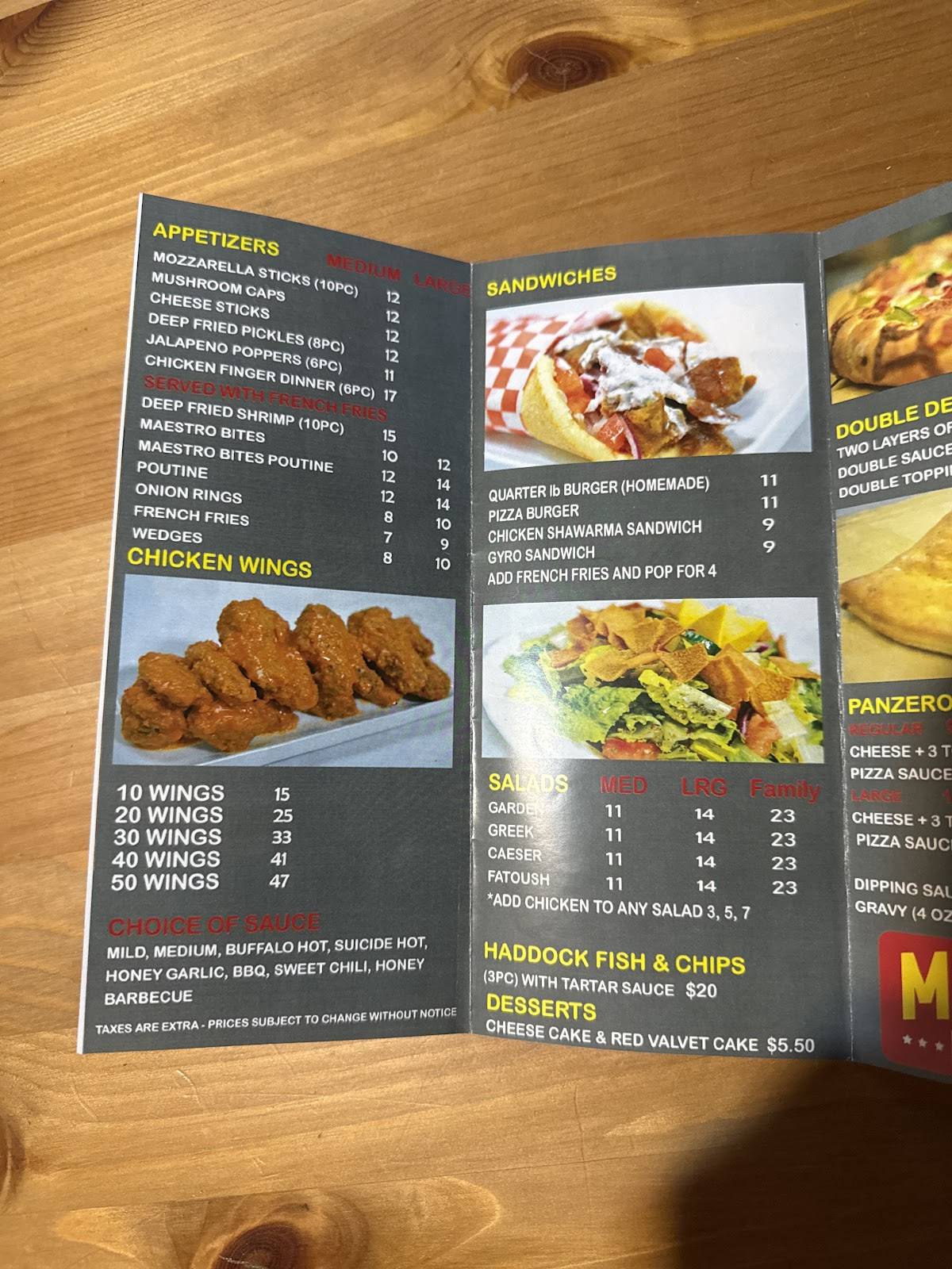 Menu at Maestro Pizza and Grill restaurant, Windsor, Lauzon Pkwy