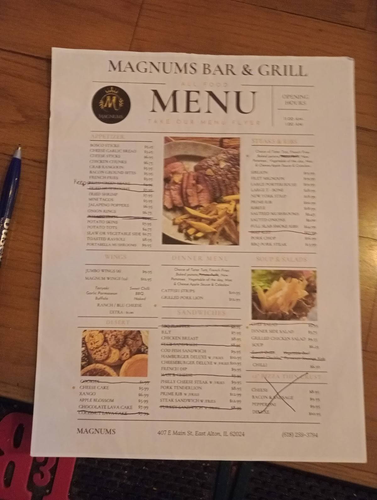 Menu at Magnums Bar and Grill, East Alton