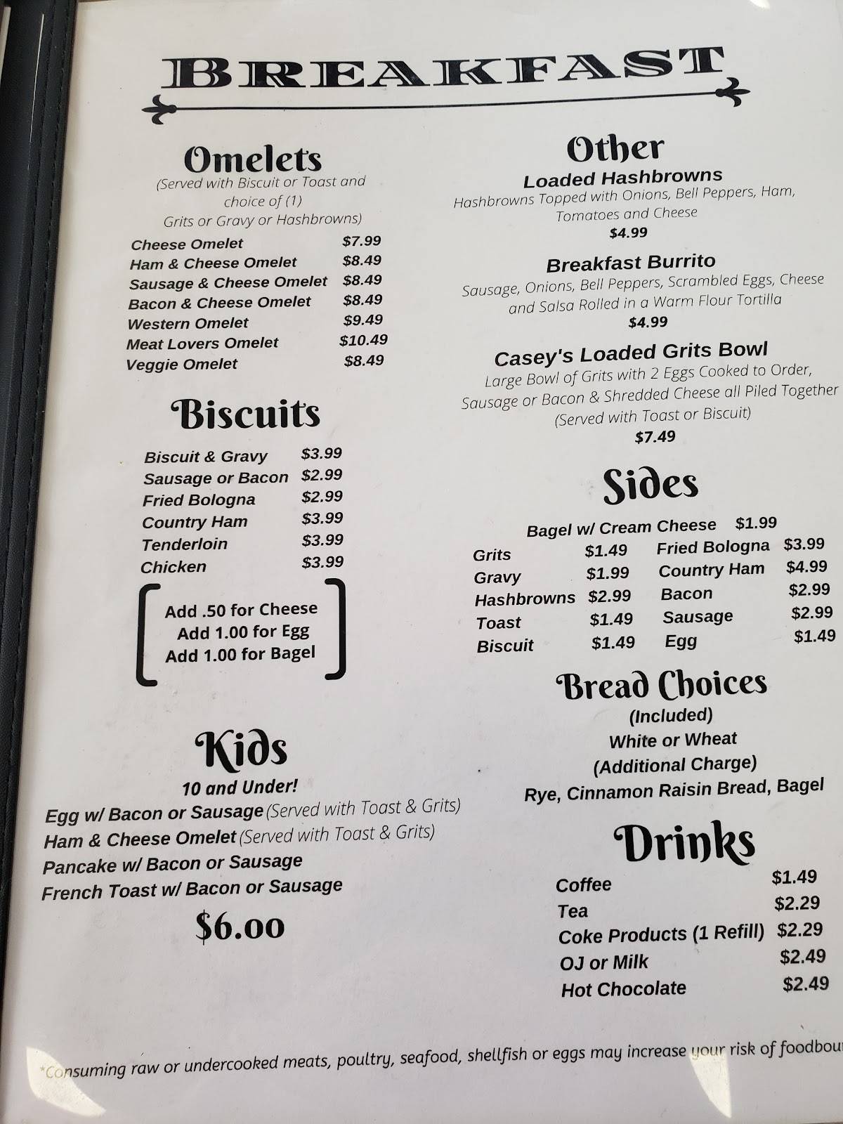 Menu at Main Street Grill restaurant, Hiawassee