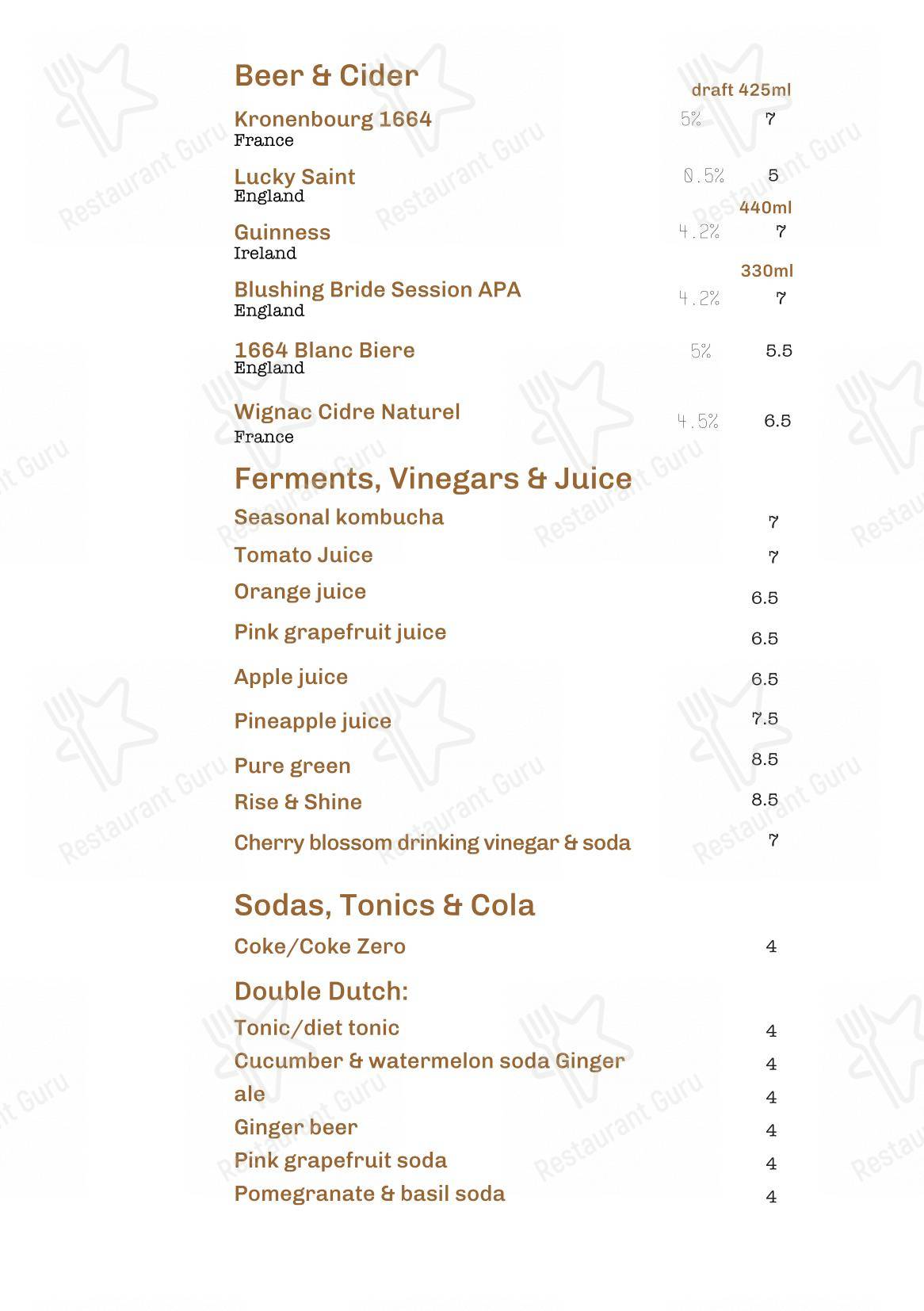 Menu at Maison François restaurant, London