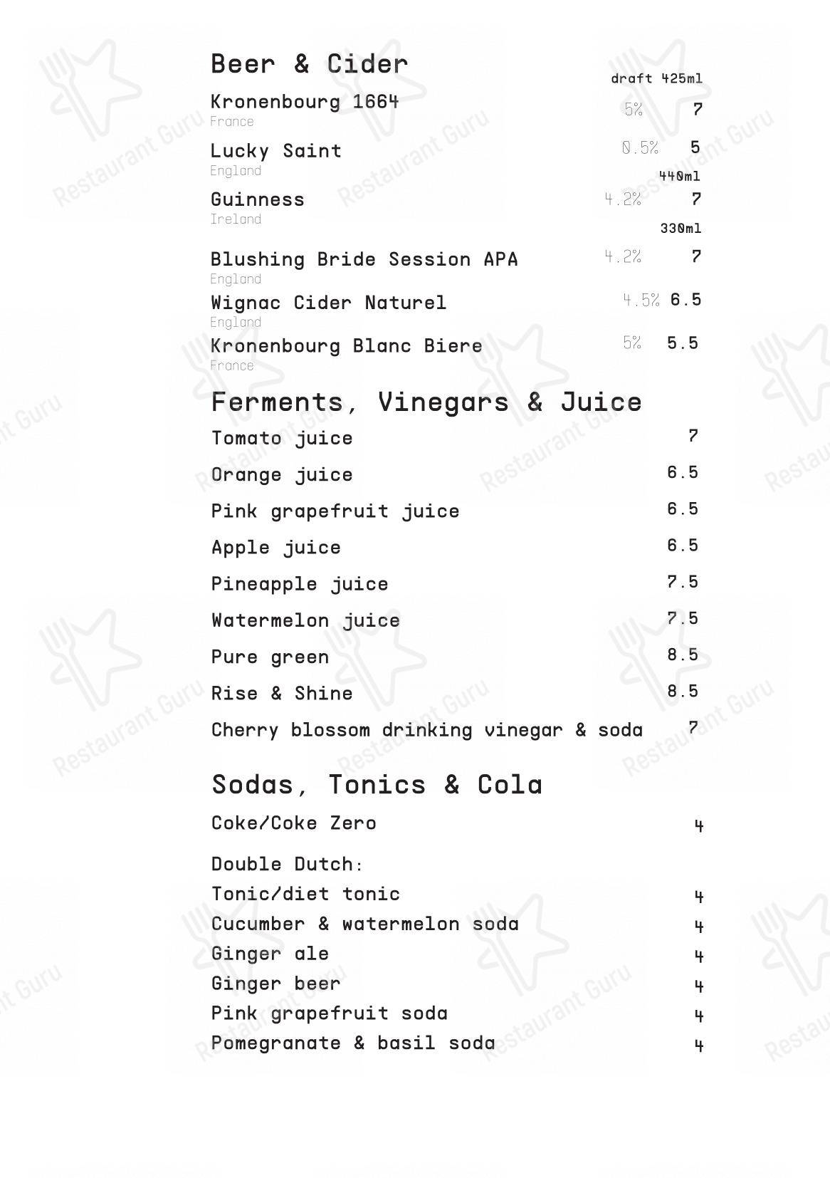 Menu at Maison François restaurant, London