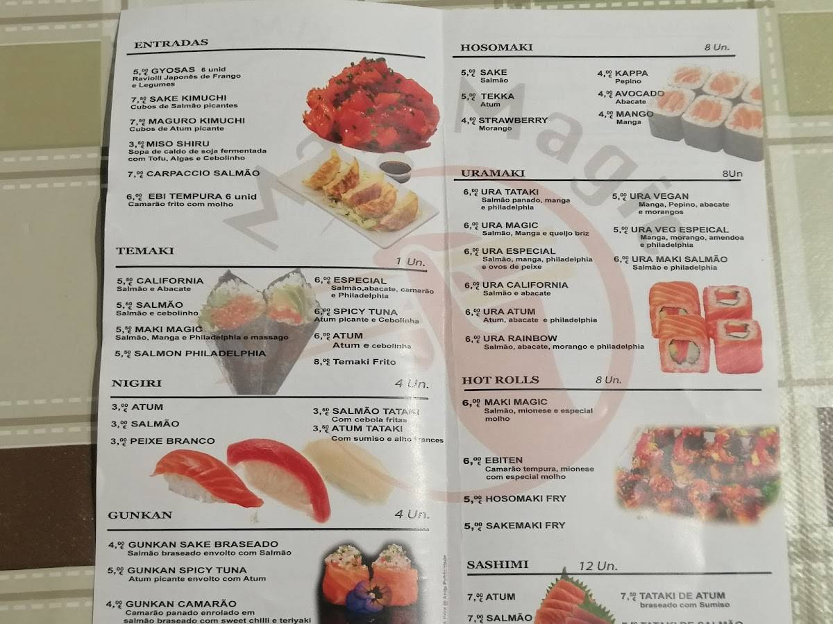 Carta de Maki magic sushi restaurante & bar, Quinta do Conde