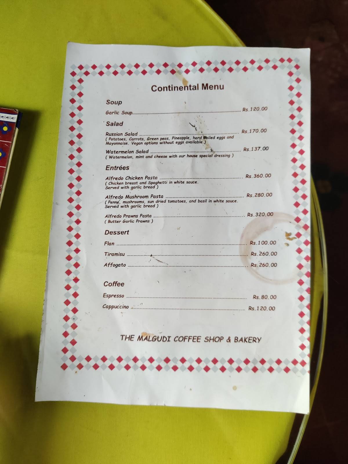 Menu at Malgudi Coffee Shop & Bakery, Mysuru, 81
