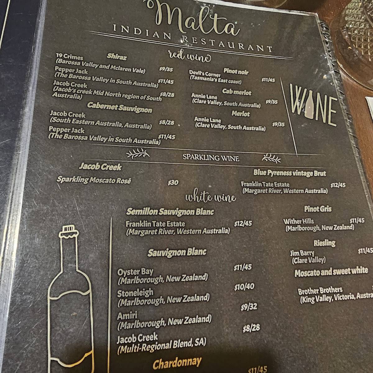 Menu at Malta Indian Restaurant Torquay Victoria, Torquay