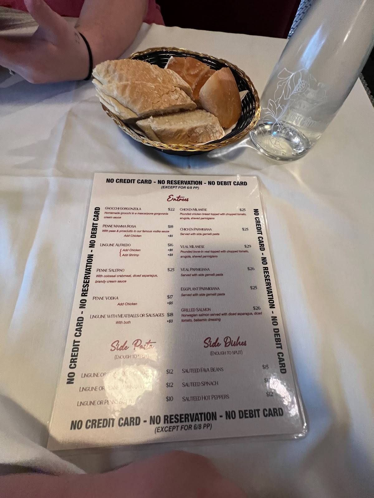 Menu at Mamma Rosa restaurant, Lindenwold