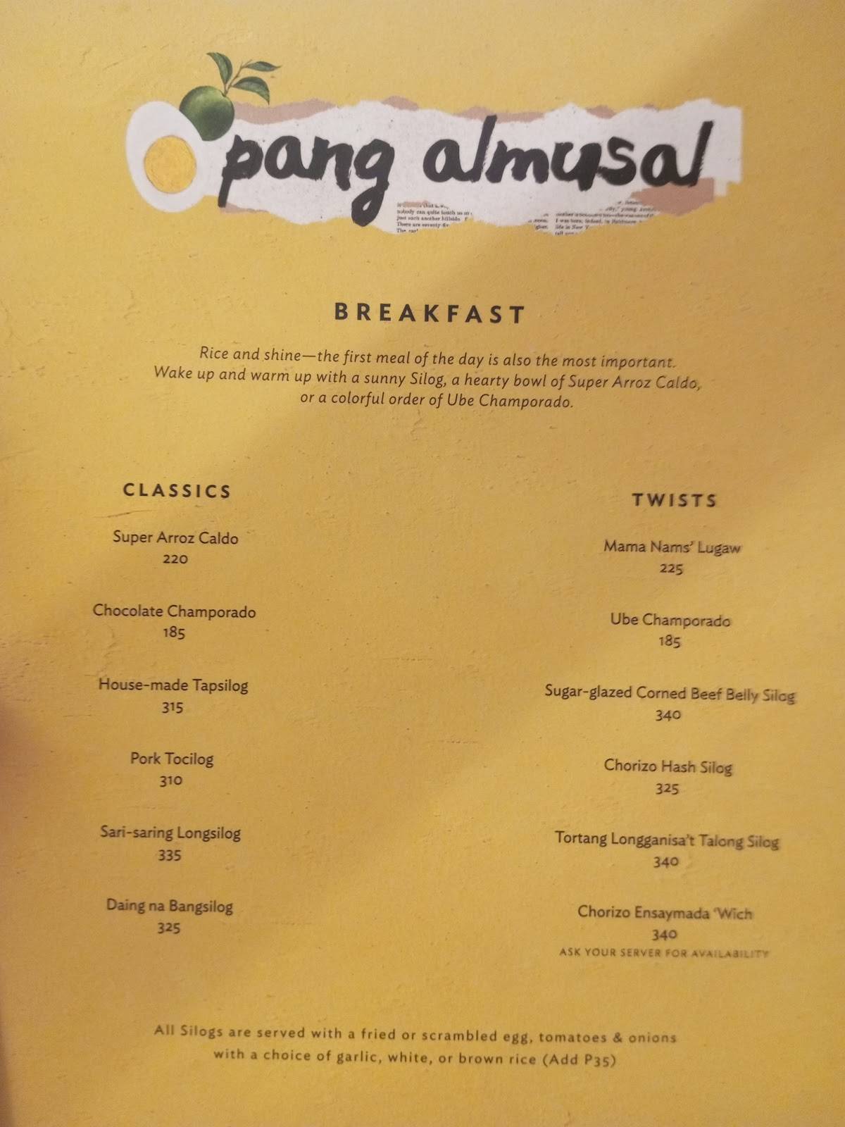Menu at Manam - Festival Mall restaurant, Muntinlupa