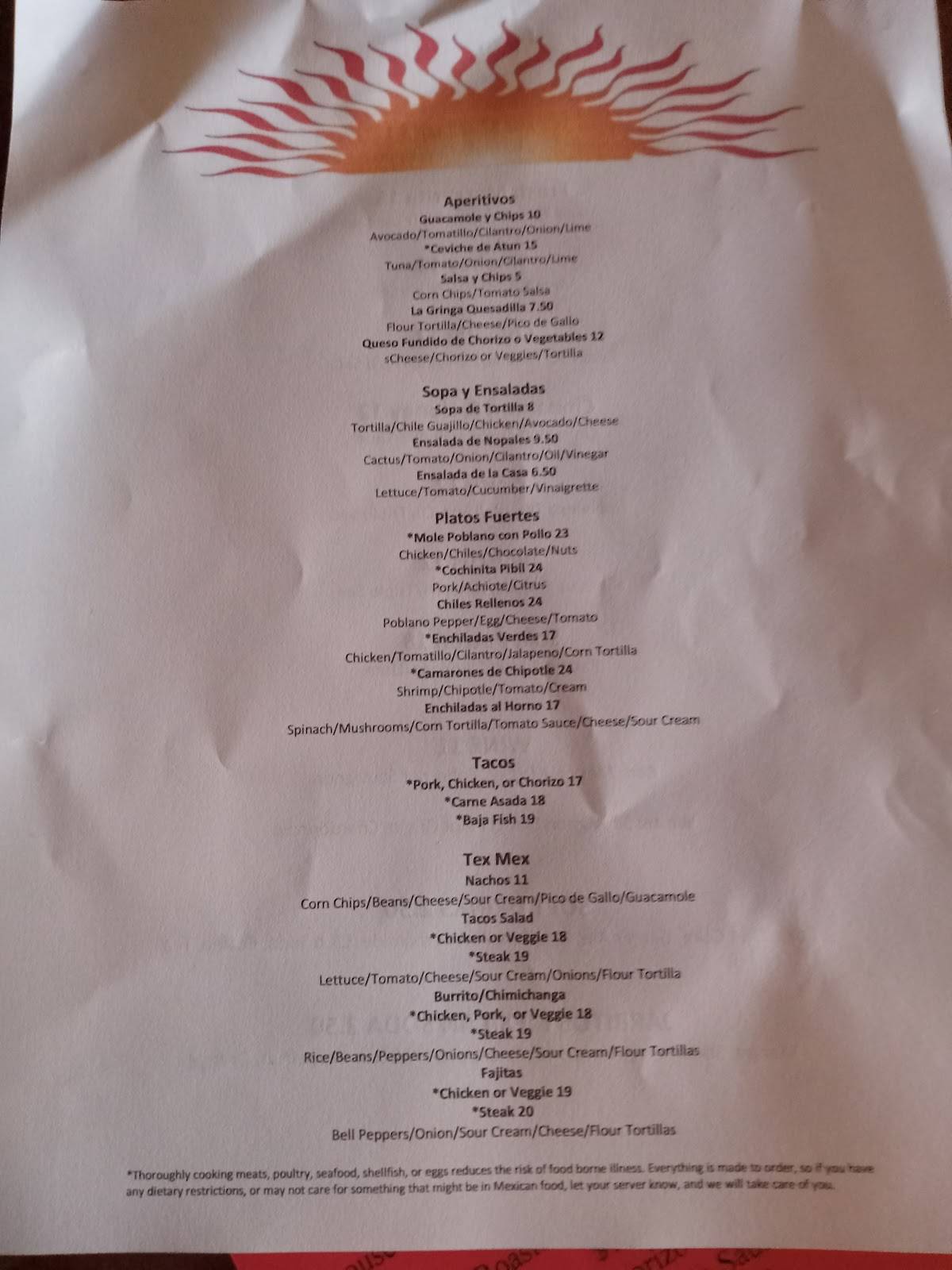 Menu at Mañana Cafe, Groton
