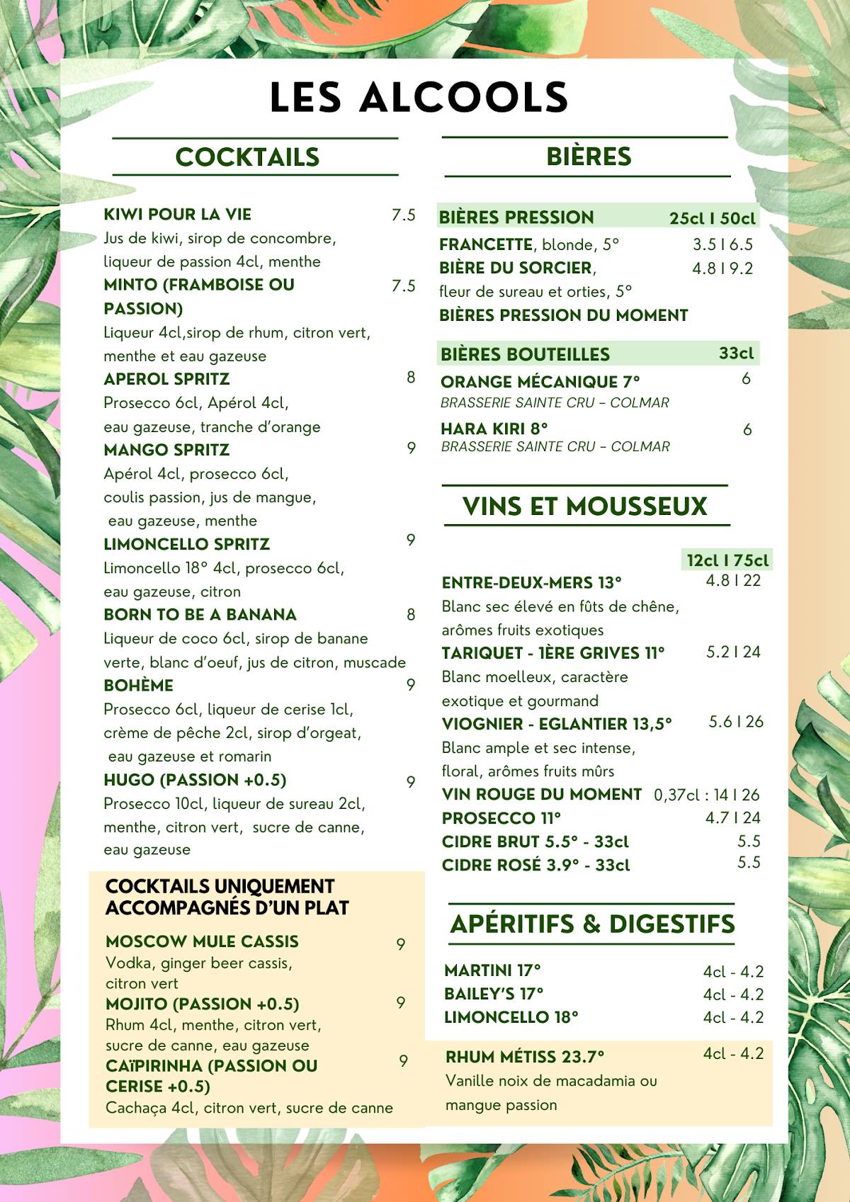 Menu au Mandala - Café & bar, Belfort
