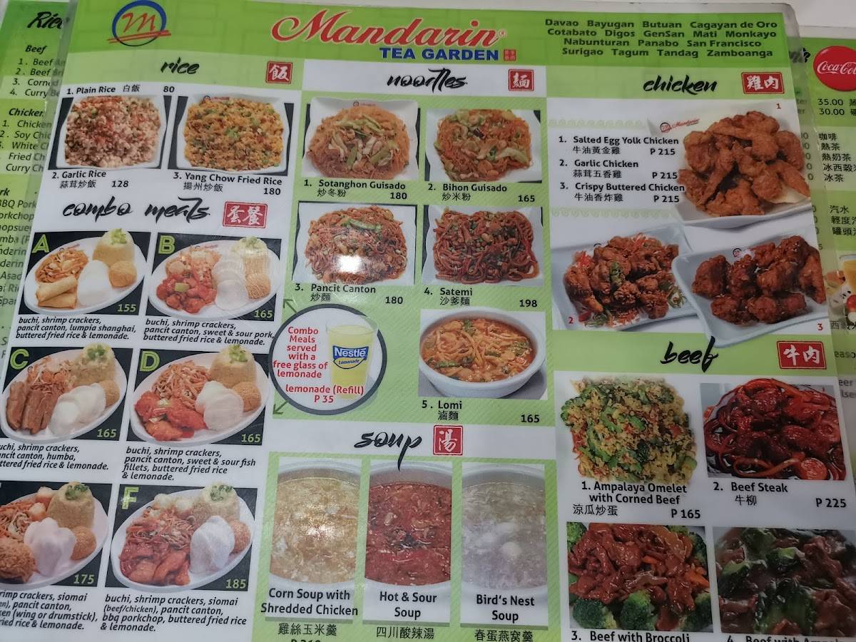 Carta del restaurante Mandarin Tea Garden, General Santos, 2/F