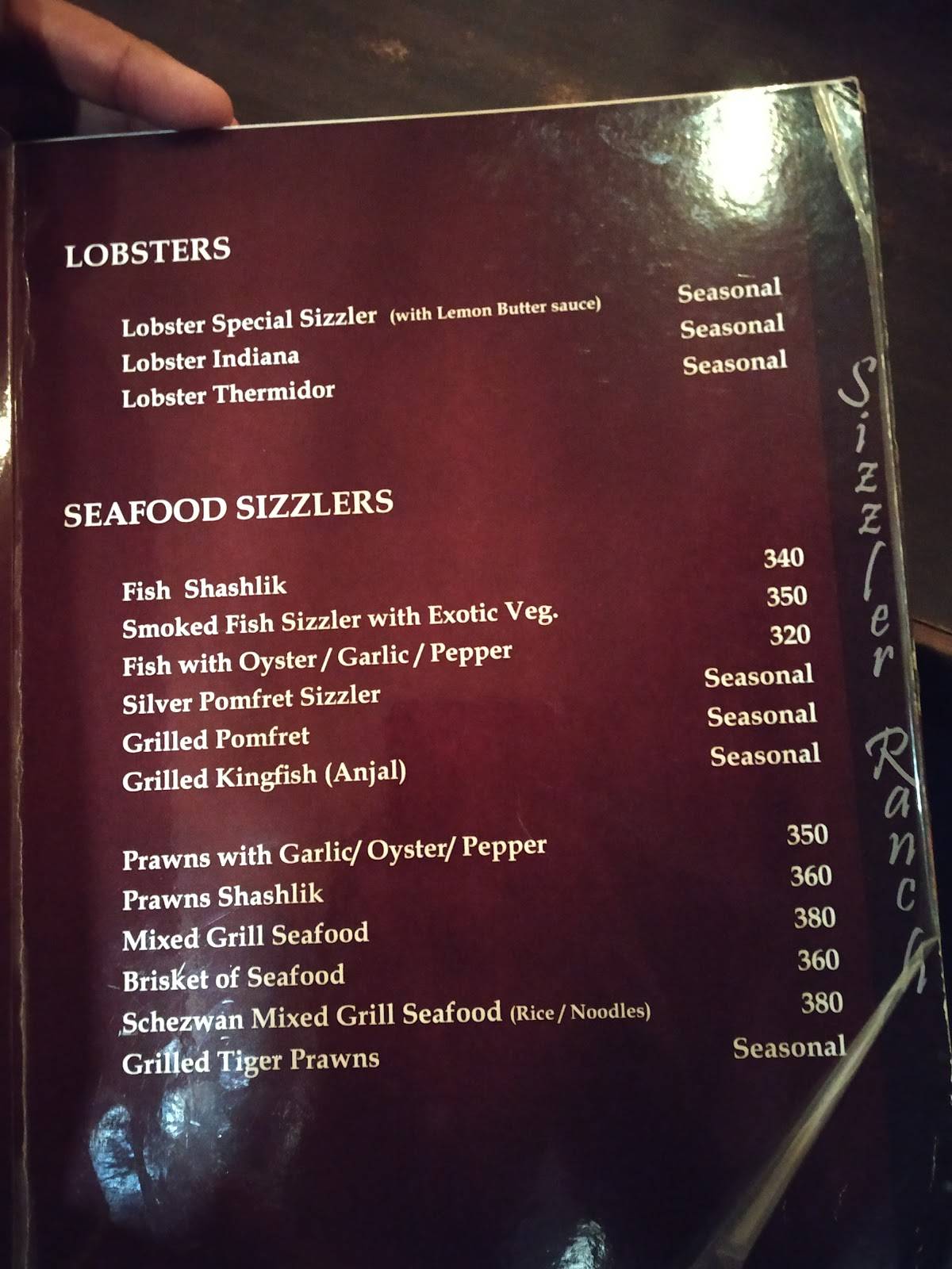 Menu at Sizzler Ranch Lal Bagh, Mangaluru, Ground Floor