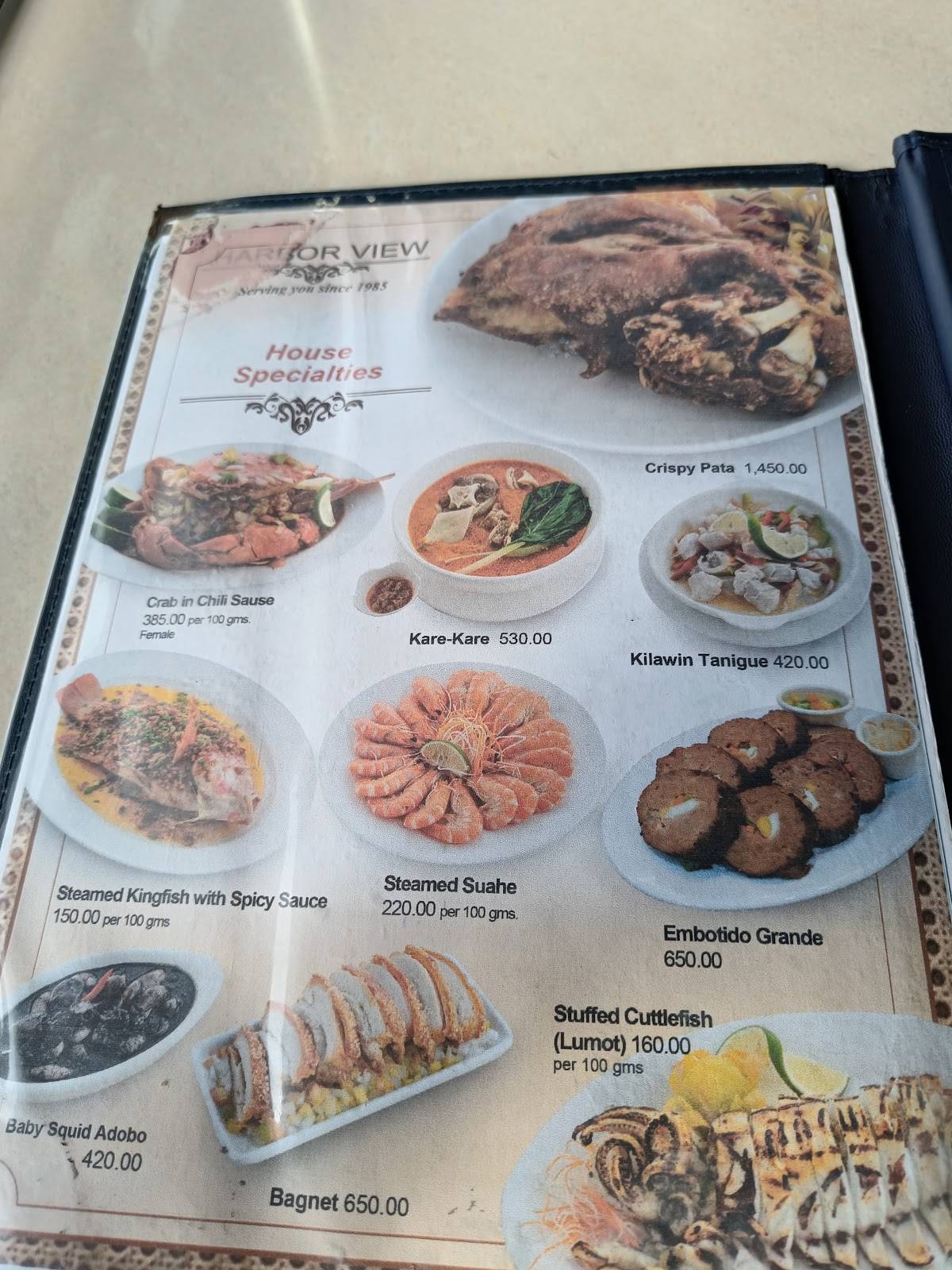 Menu at Harbor View Restaurant, Manila, South Dr