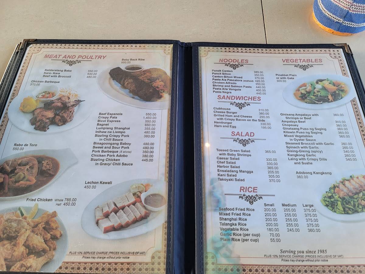 Menu at Harbor View Restaurant, Manila, South Dr
