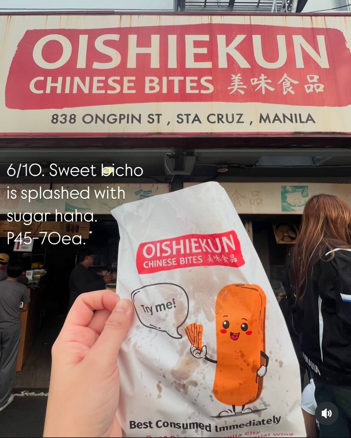 Carta del restaurante Oishiekun Chinese Bites, Manila