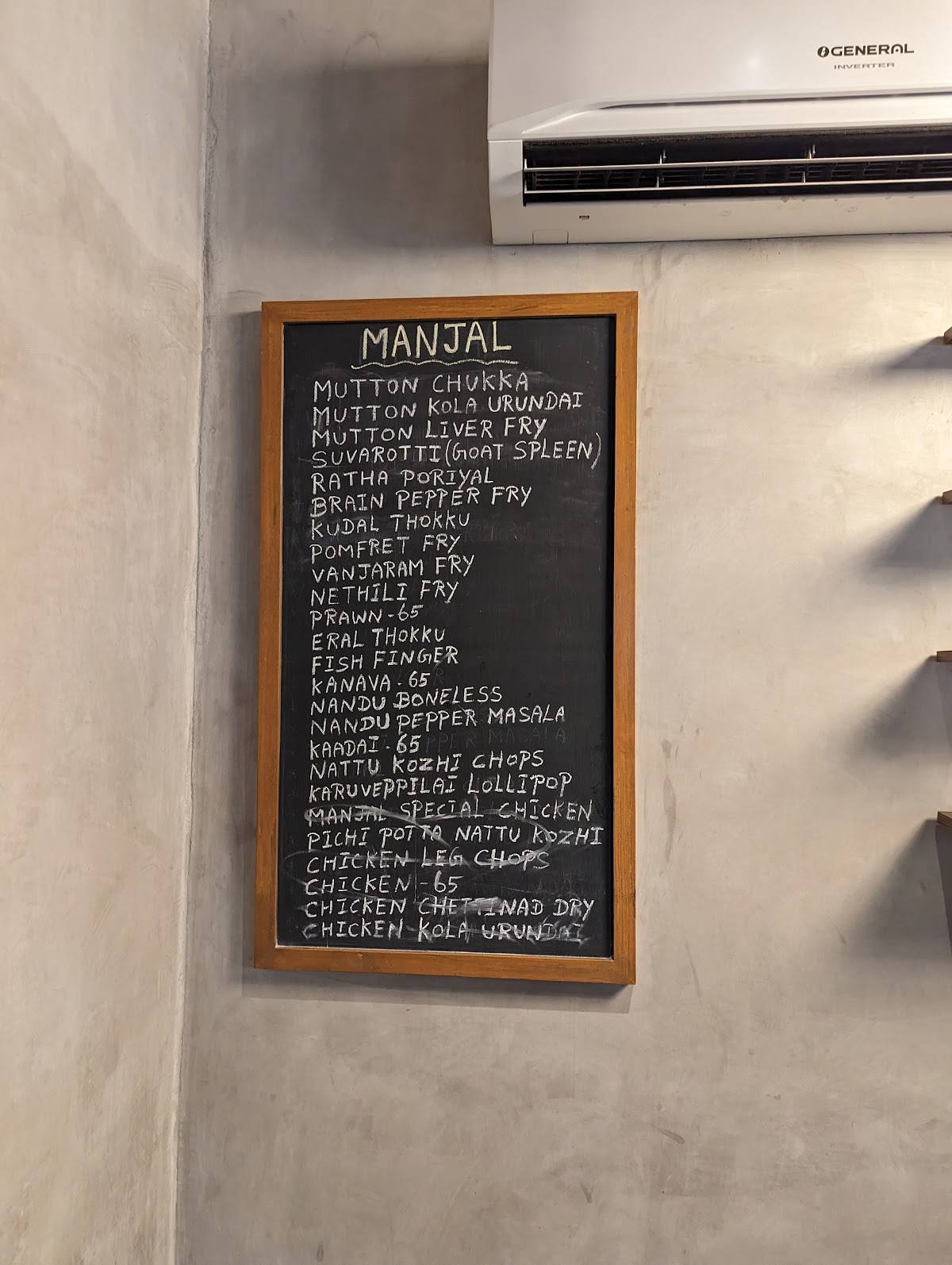 Menu at Manjal, Chennai, 6/9