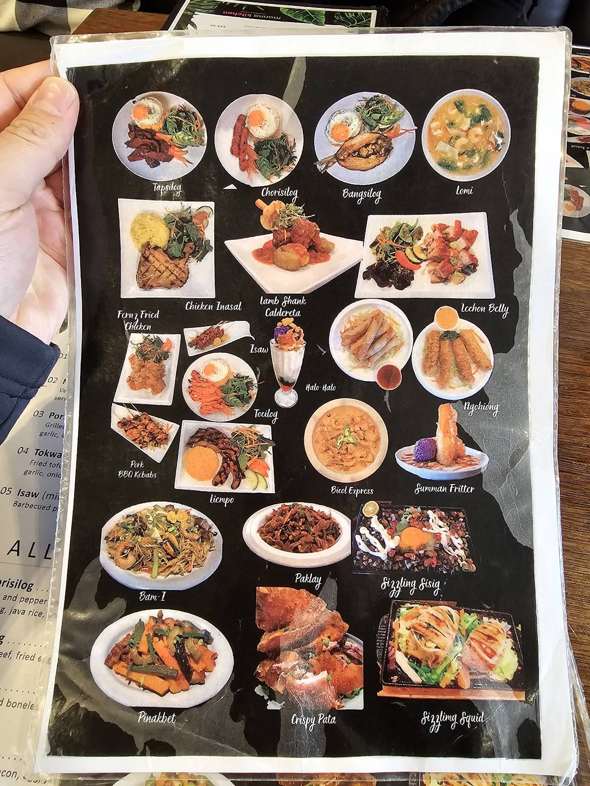 Menu at Manna Kitchen restaurant, Auckland, 244 Onehunga Mall