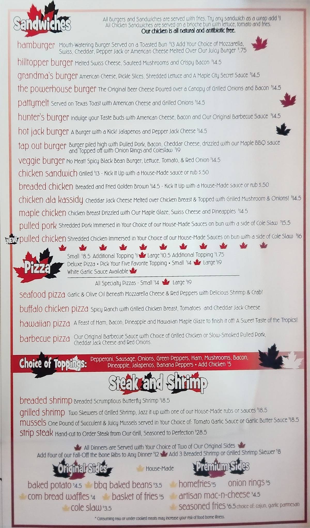 Menu at Maple City TAPS BBQ, Chardon