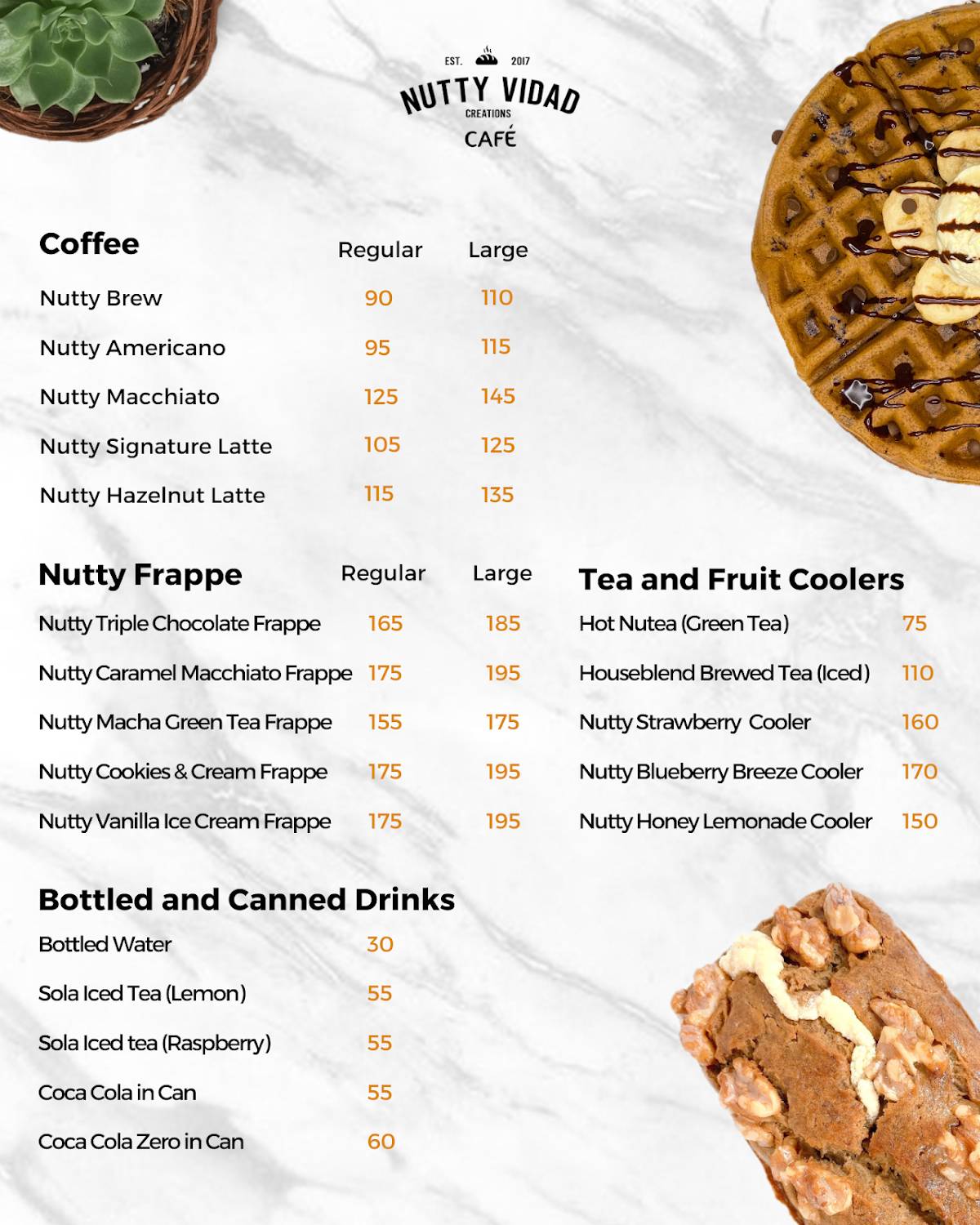 Menu at Nutty Vidad Creations Cafe, Marikina