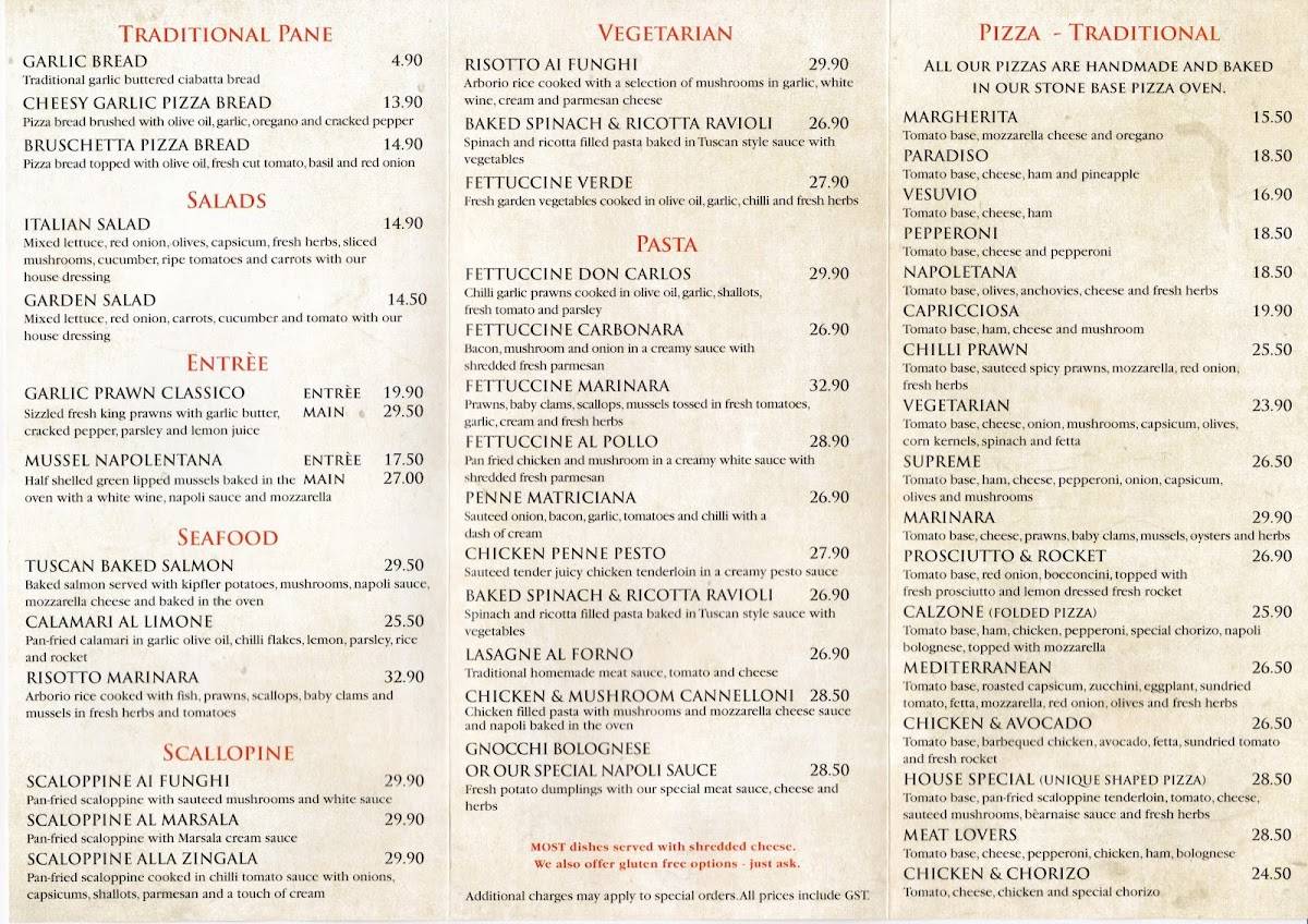 Menu at Marinara Restaurant, Hawthorne