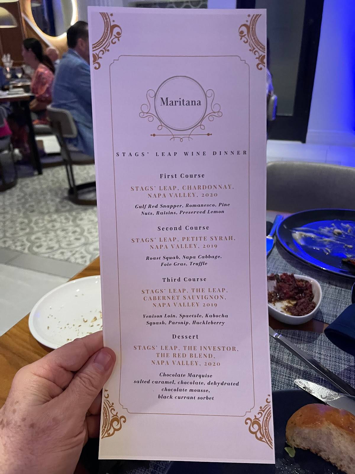 Menu at Maritana restaurant, Saint Pete Beach, Gulf Blvd