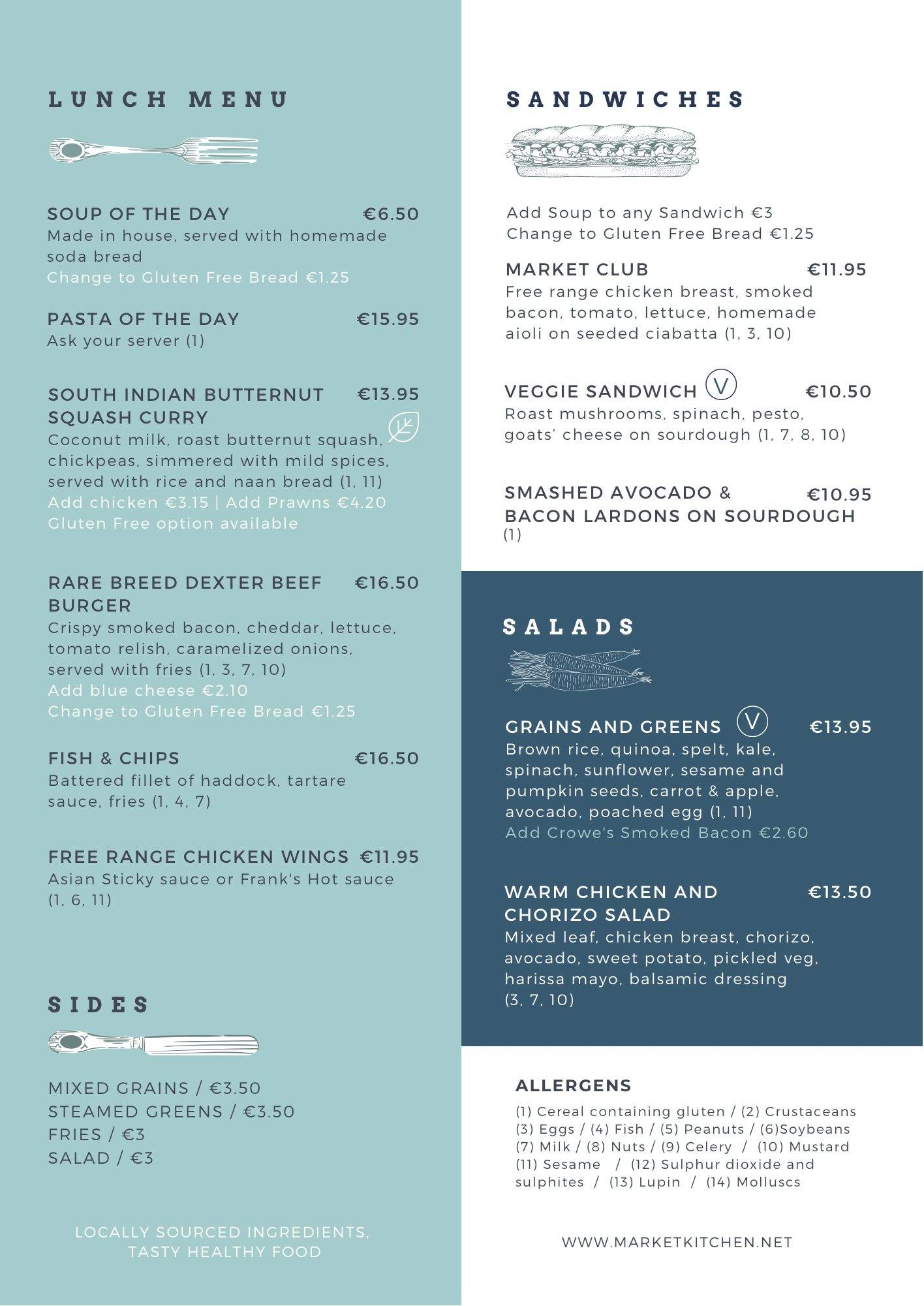 Menu at Market Kitchen Restaurant, Newbridge