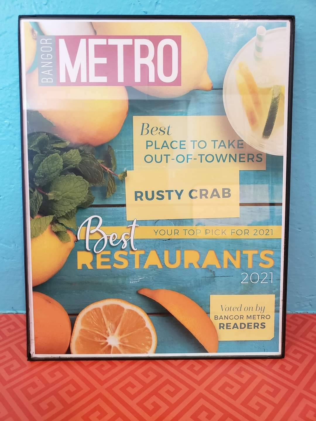 Menu at The Rusty Crab restaurant, Mars Hill