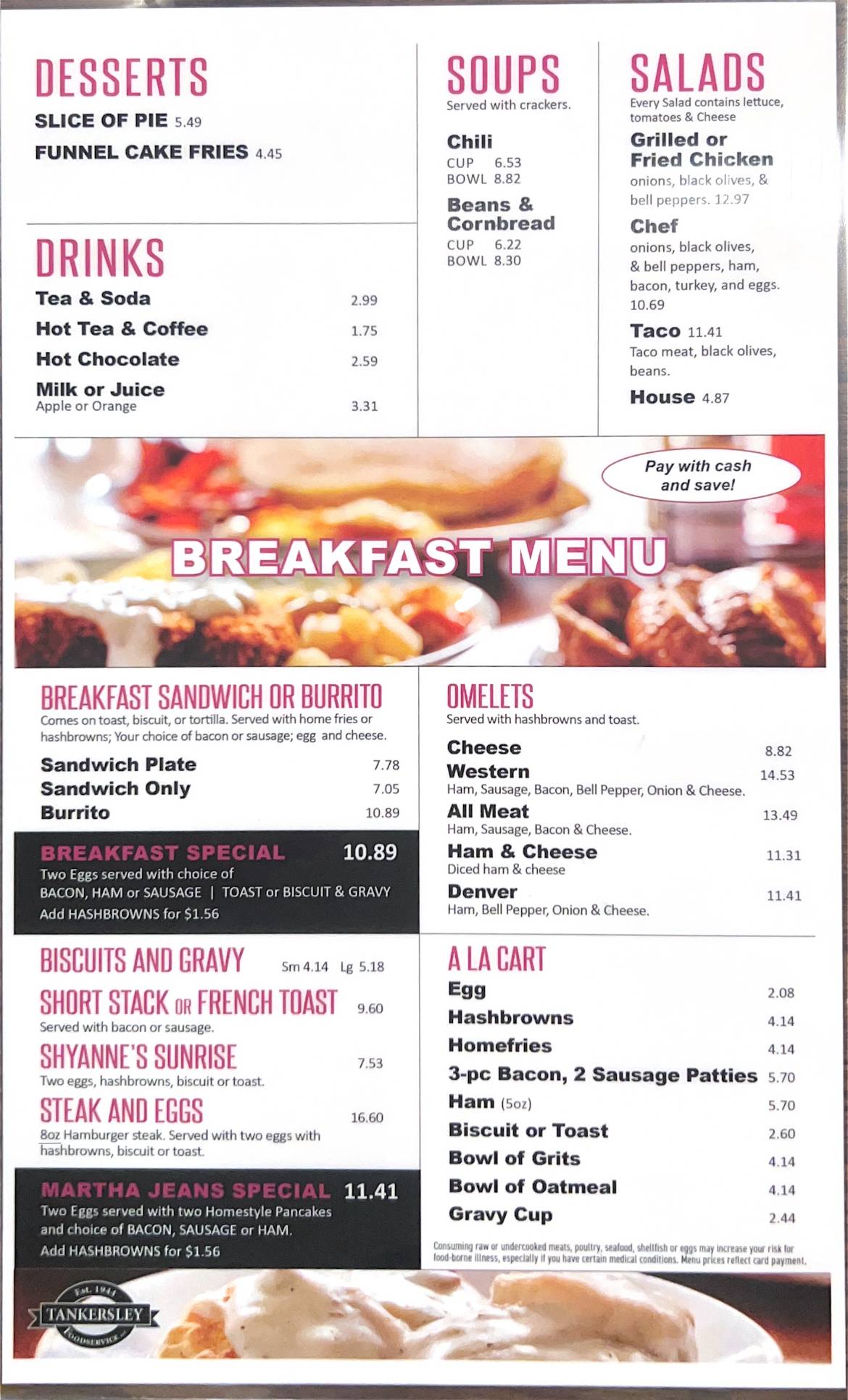 Menu at Martha Jean's Diner LLC cafe, Beebe