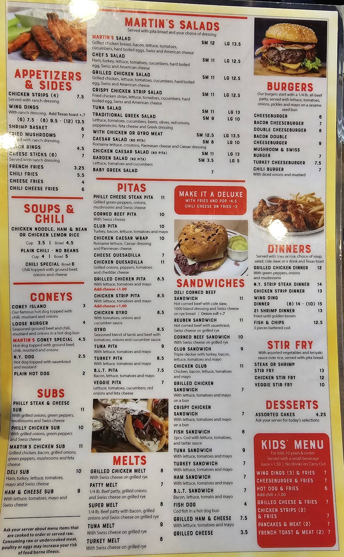 Menu at Martin's Coney Island and Family Restaurant, Southfield