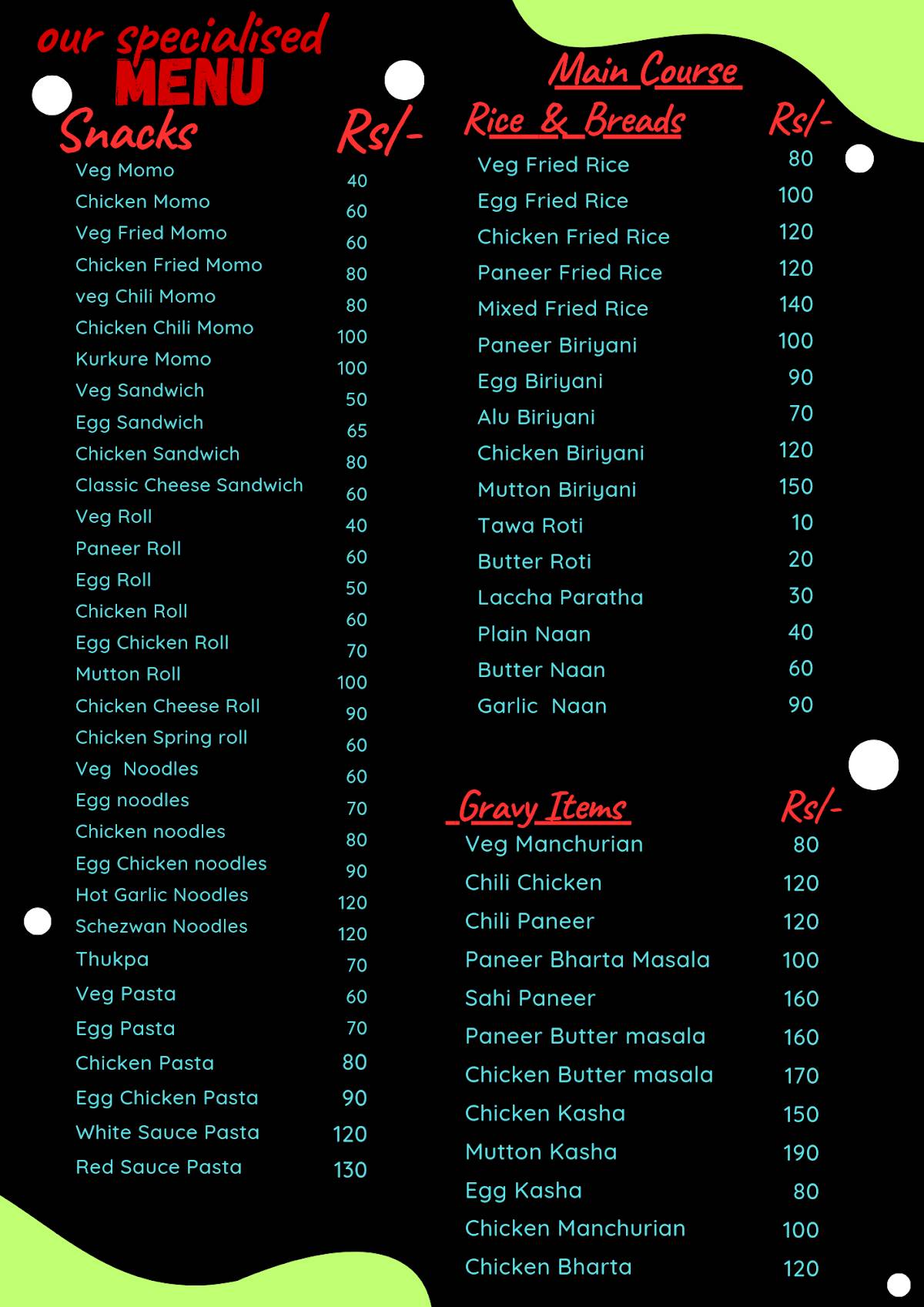 Menu at Masala Darbar cafe cum restaurant, Ambari