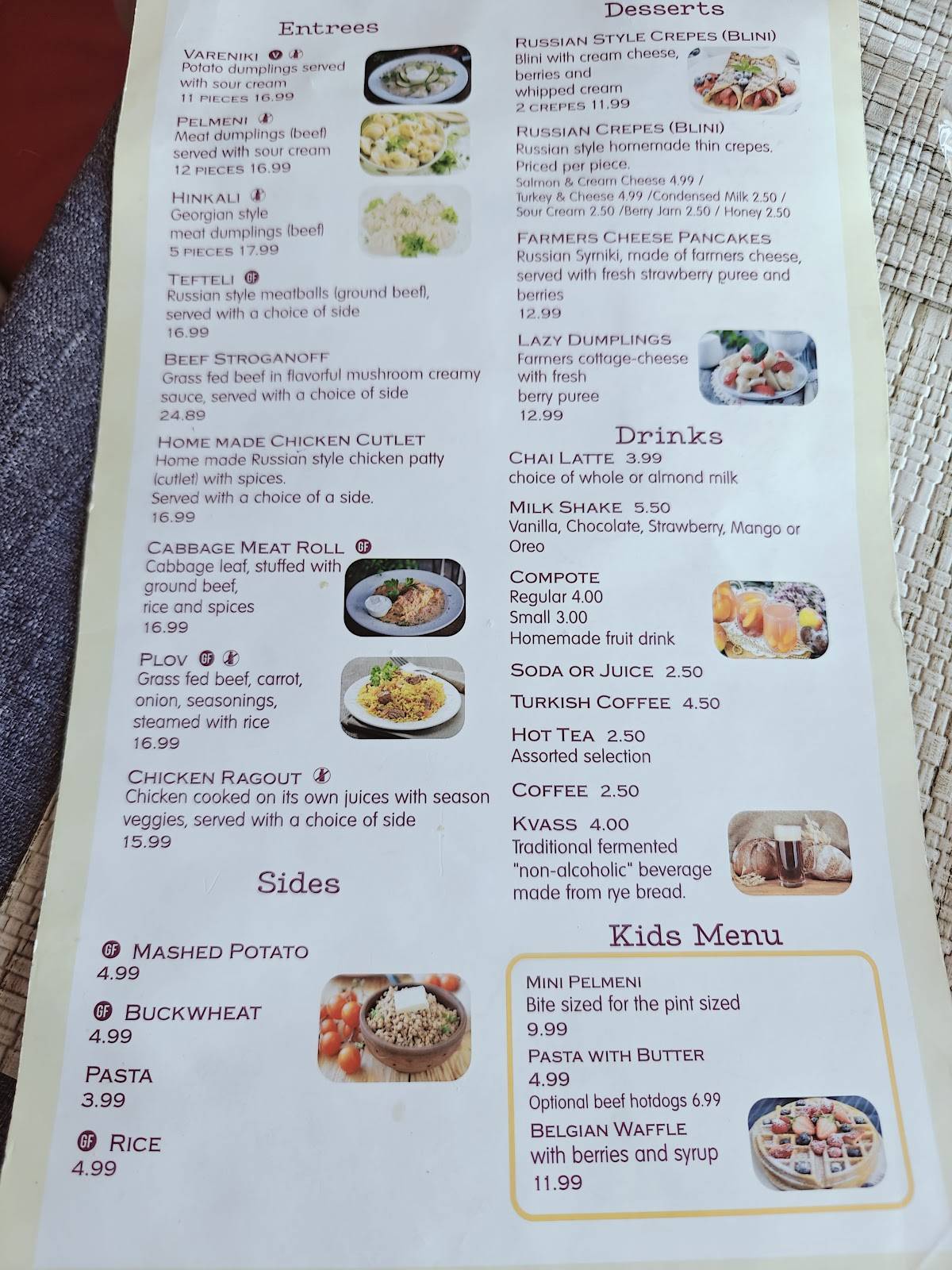 Carta de Masha and the Bear Russian Cafe, Aurora, E Iliff Ave