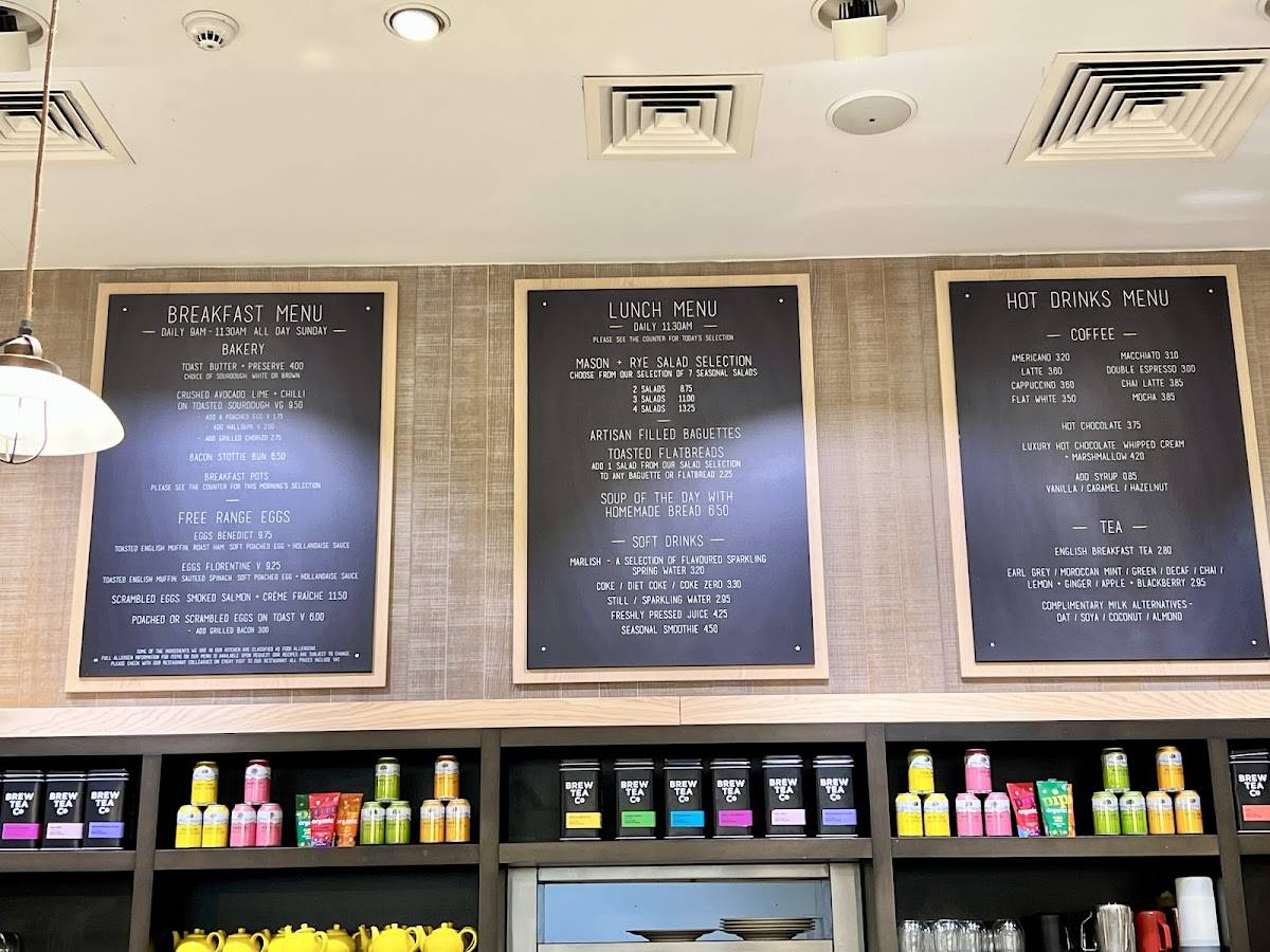 Menu at Mason + Rye cafe, Newcastle upon Tyne