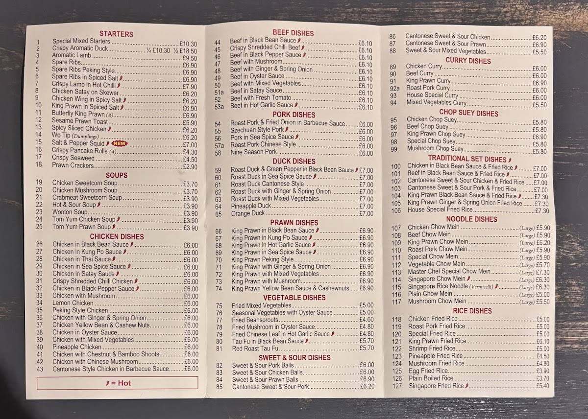 Menu at Master Chef - Chinese Food Take Away fast food, South Croydon ...