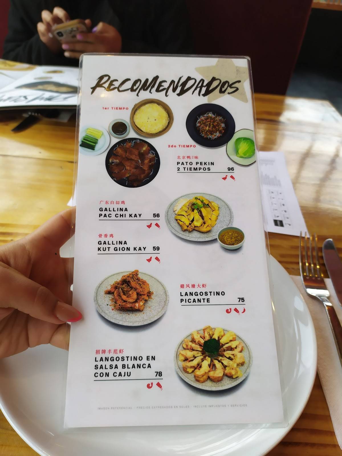 Carta del restaurante Master Kong Primavera, Lima, Av. Primavera 311
