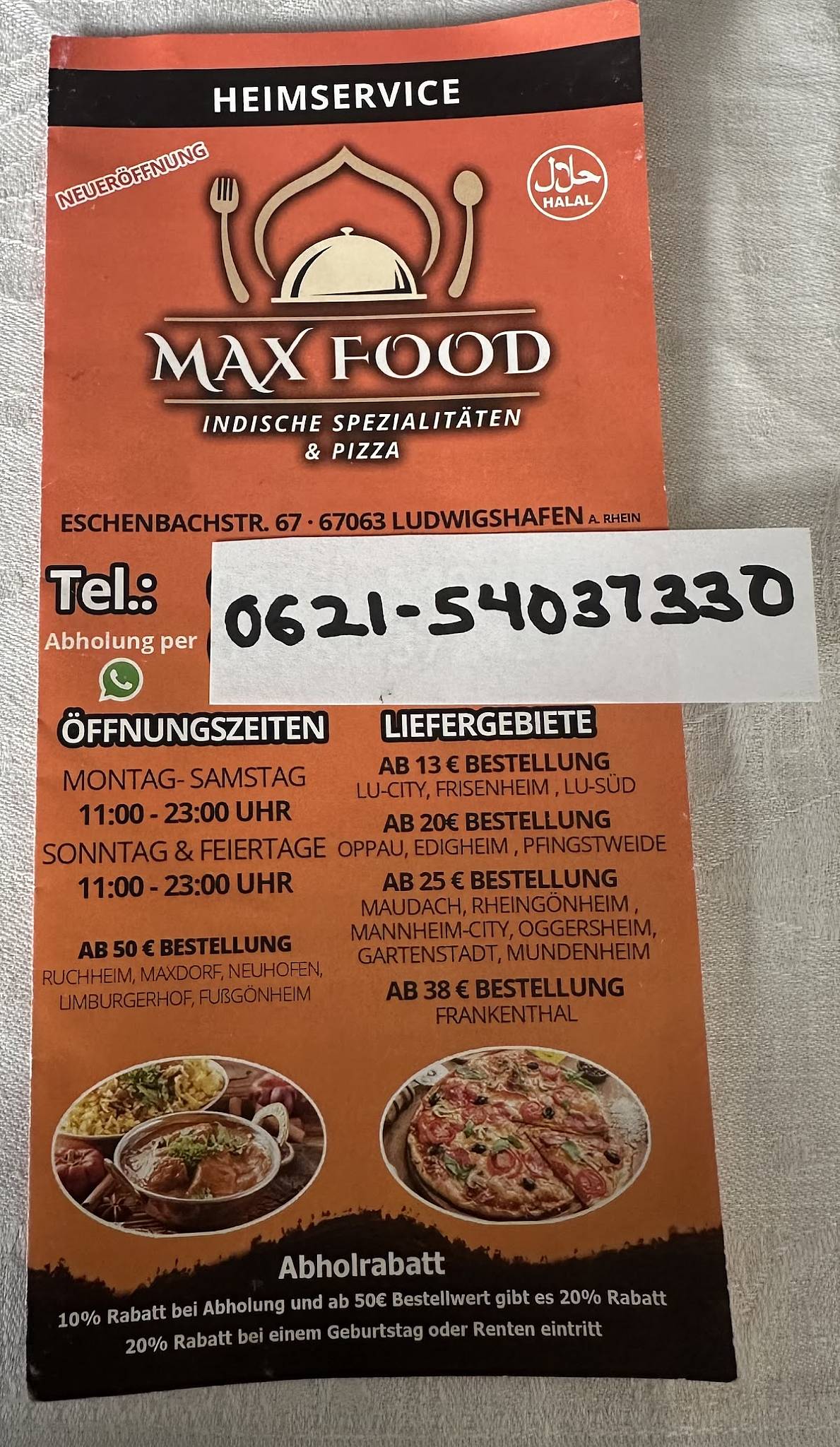 Speisekarte von Max Food Ludwigshafen restaurant, Ludwigshafen am Rhein