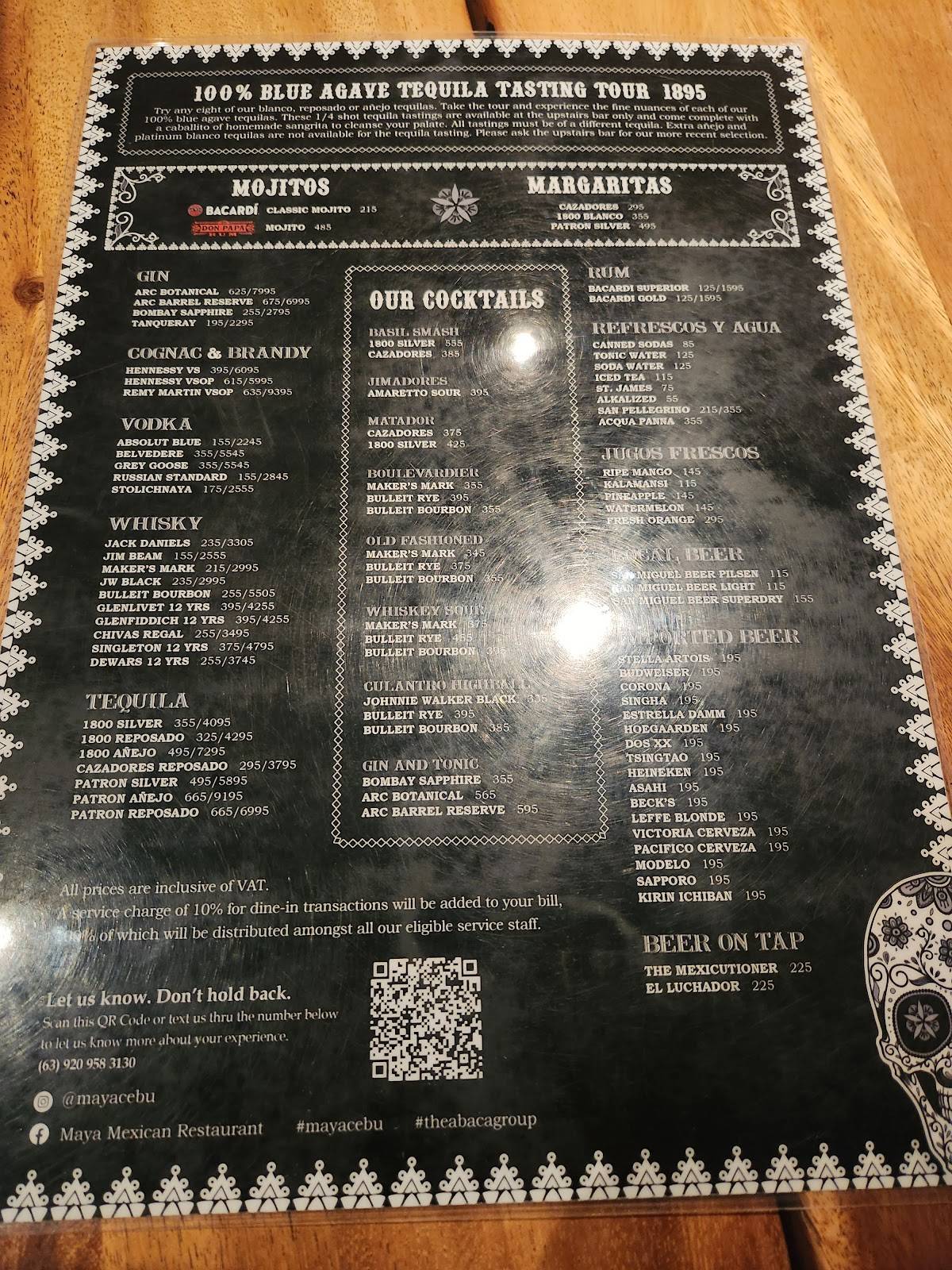 Menu at Maya Mexican Restaurant, Cebu City, Crossroads Mall