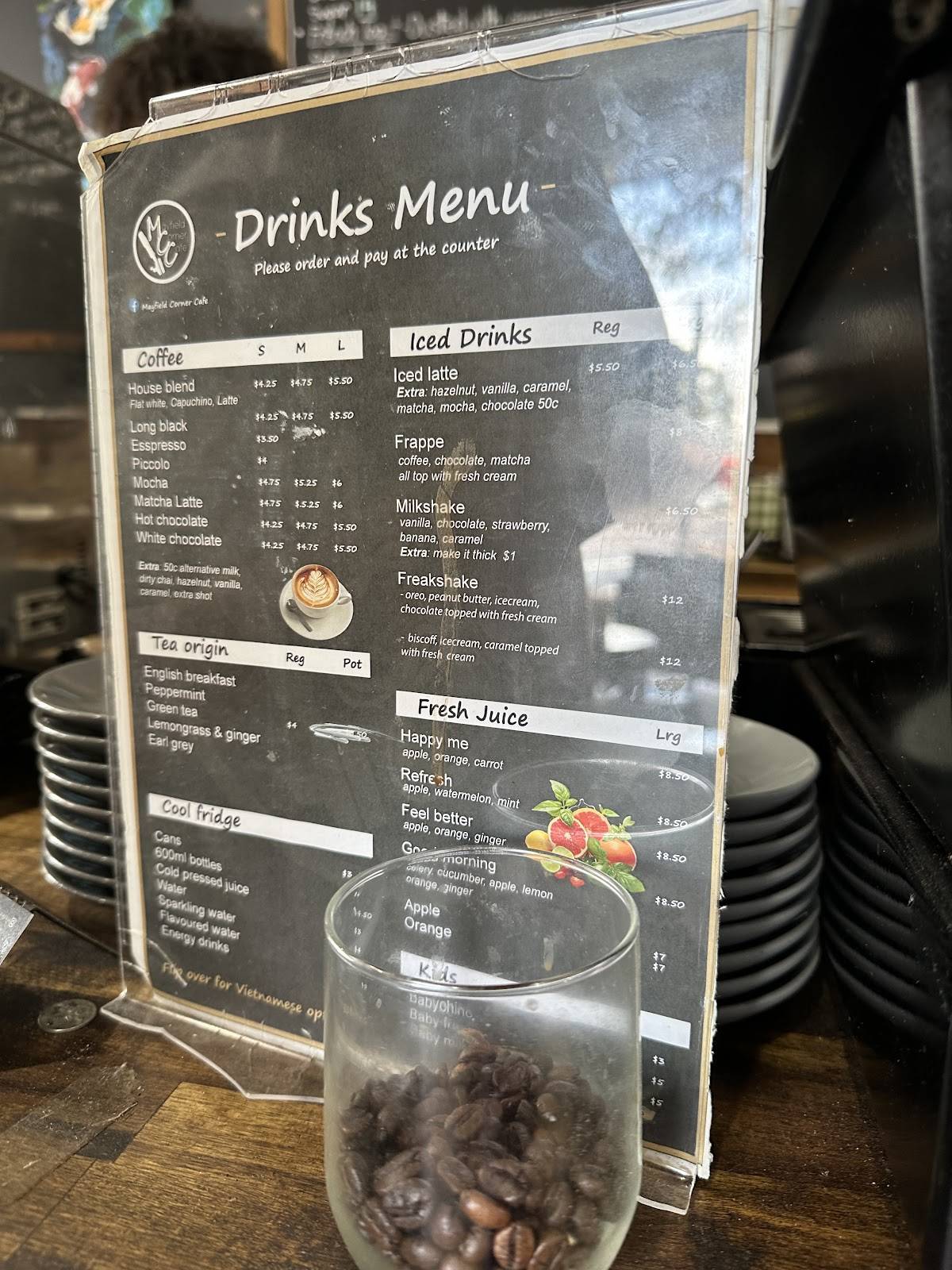 Menu at Mayfield Corner Cafe, Mayfield