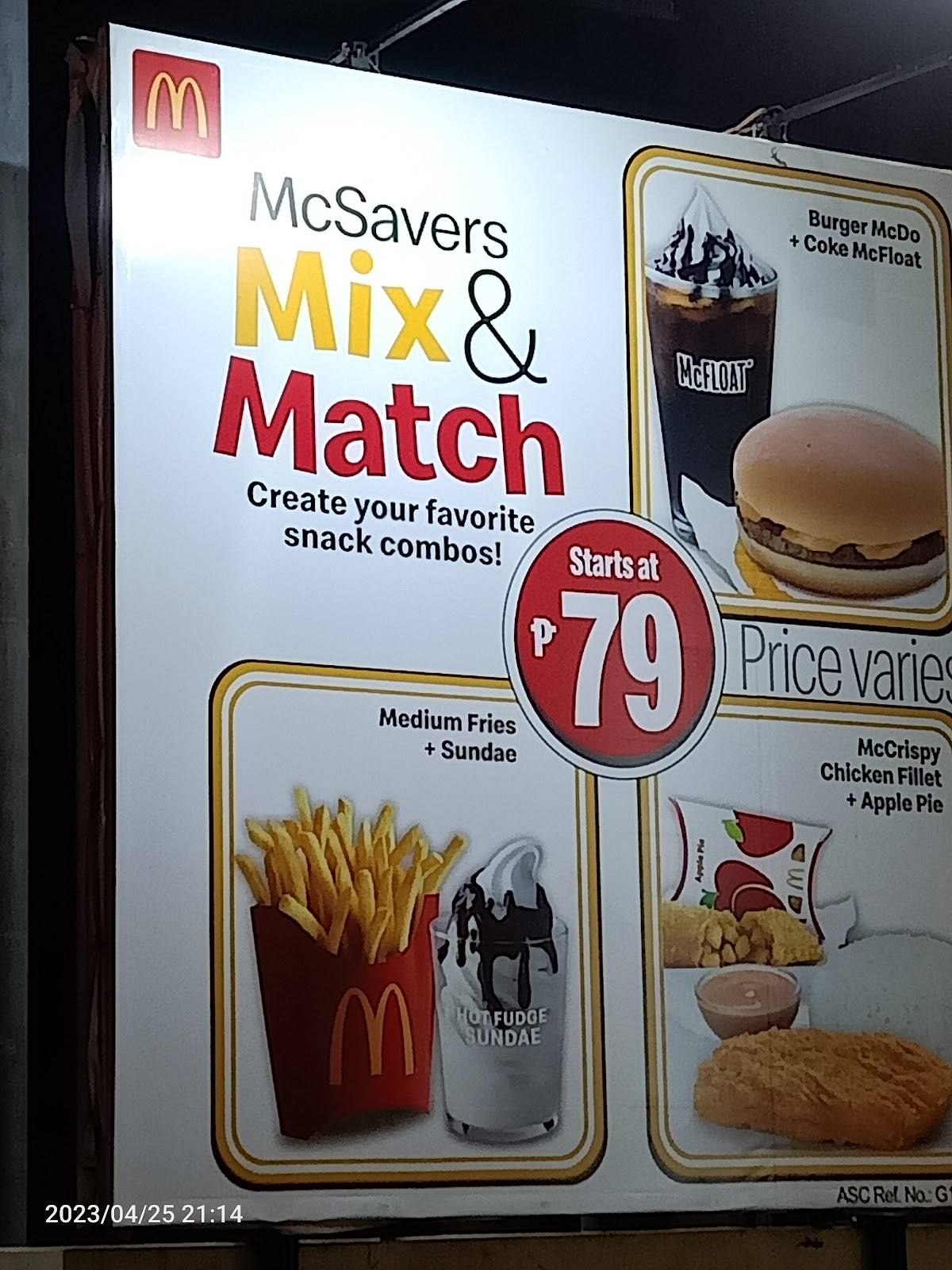 Carta del restaurante McDonald's Digos, Digos, Brgy