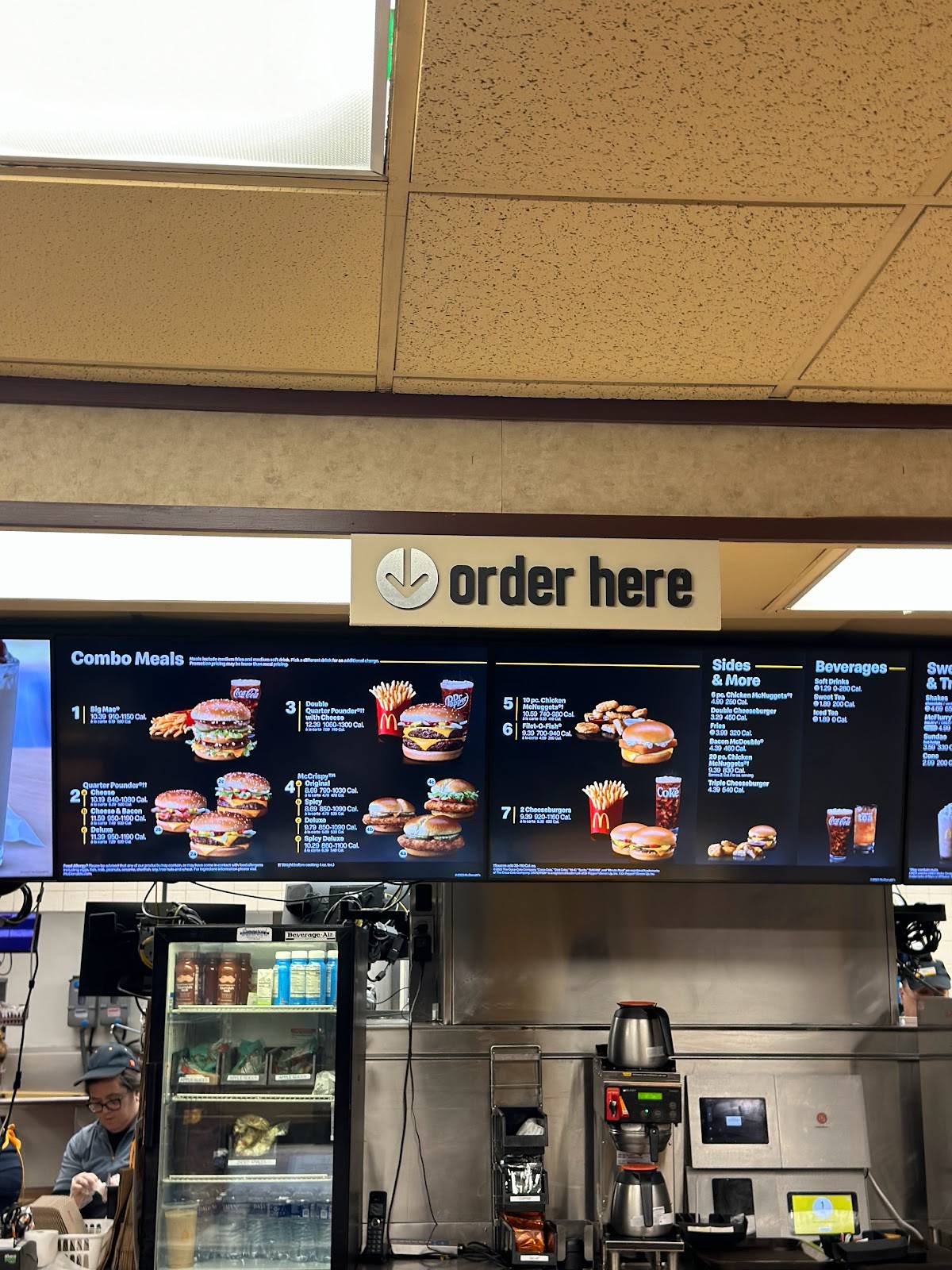 Menu at McDonald's fast food, Middletown, W Harrisburg Pike