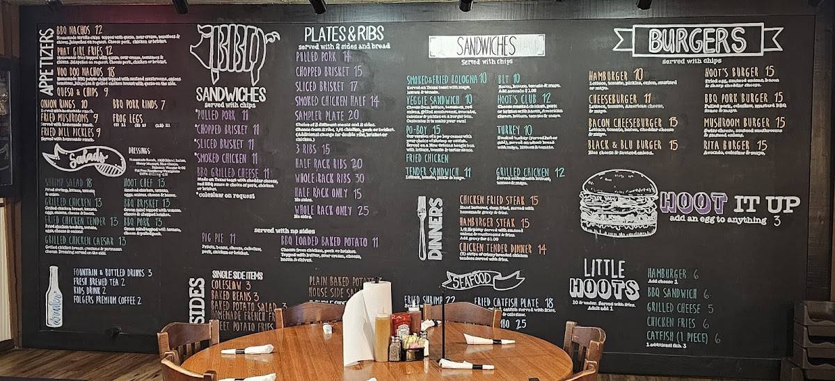 Menu at Hoot's BBQ & Steaks, McGehee