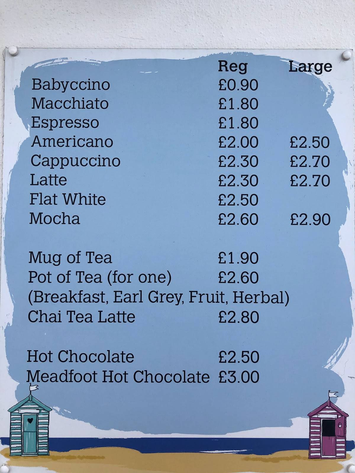 Menu at Meadfoot Beach Cafe, Torquay