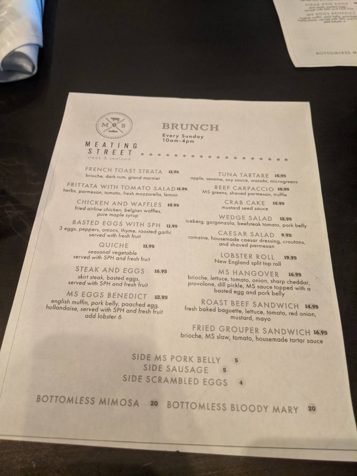 Menu at Meating Street Seafood & Steakhouse, Port St. Lucie