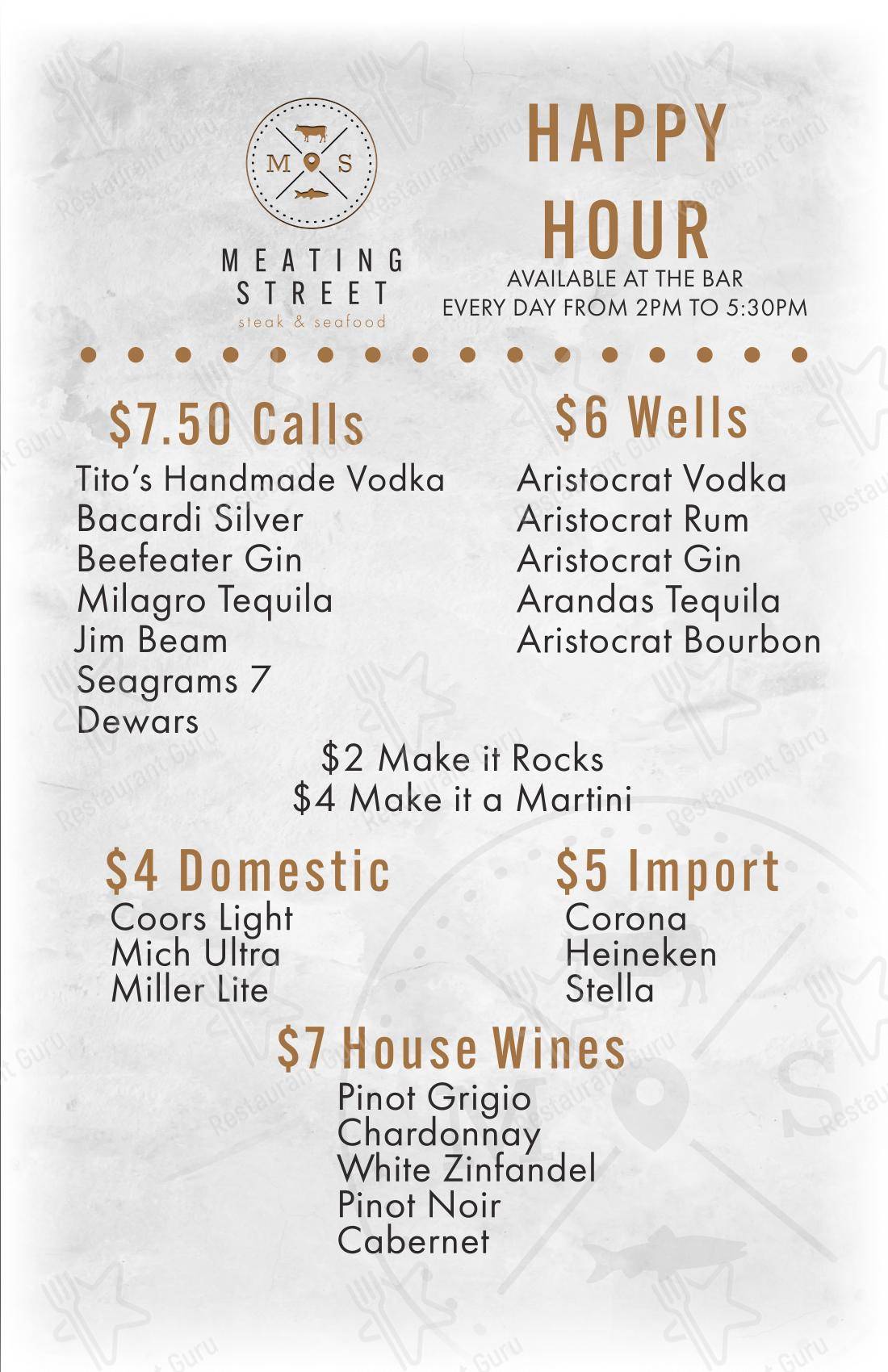 Menu at Meating Street Seafood & Steakhouse, Port St. Lucie