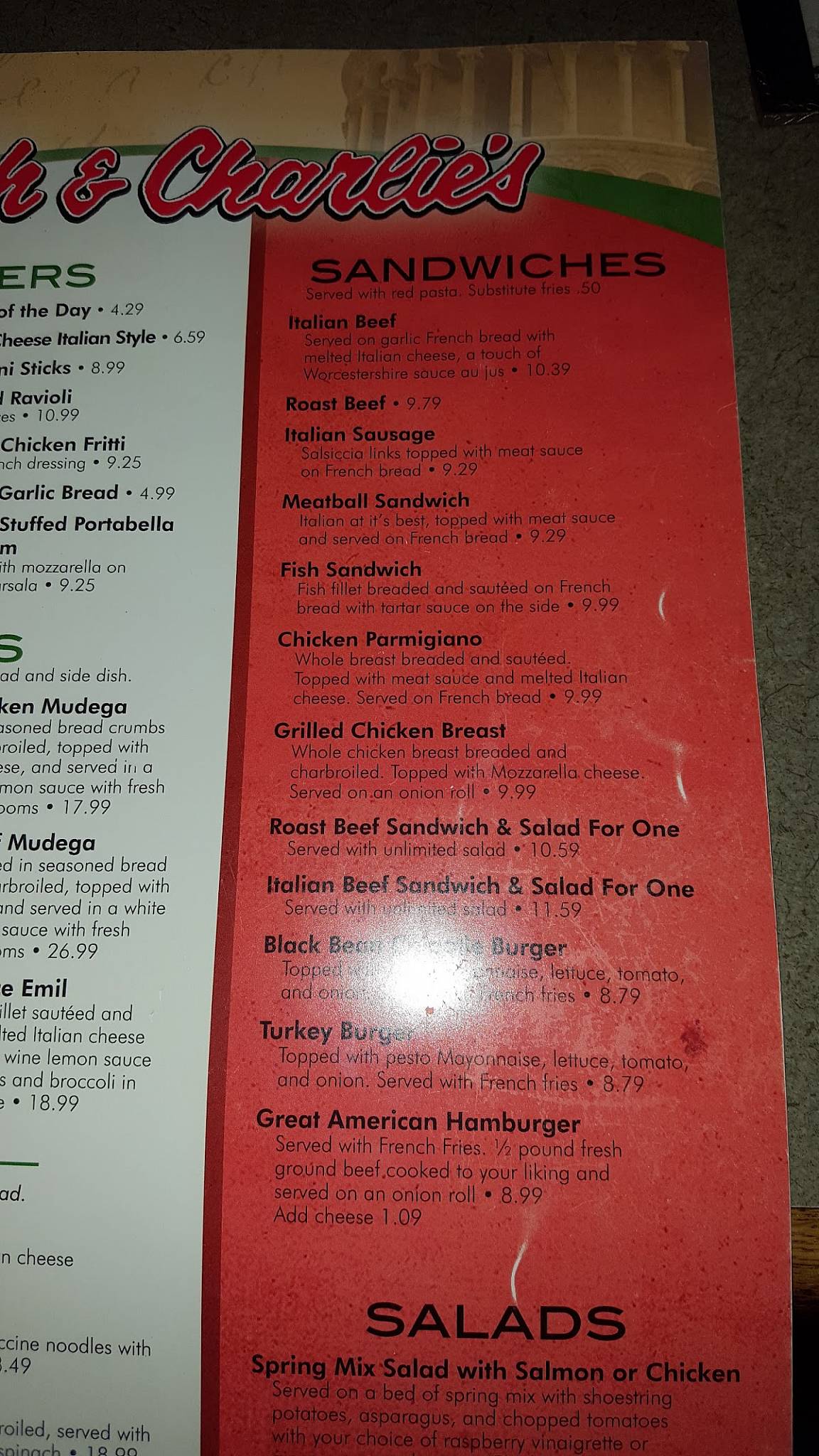 Menu at Rich & Charlie's South County pizzeria, Mehlville, Lemay Ferry Rd