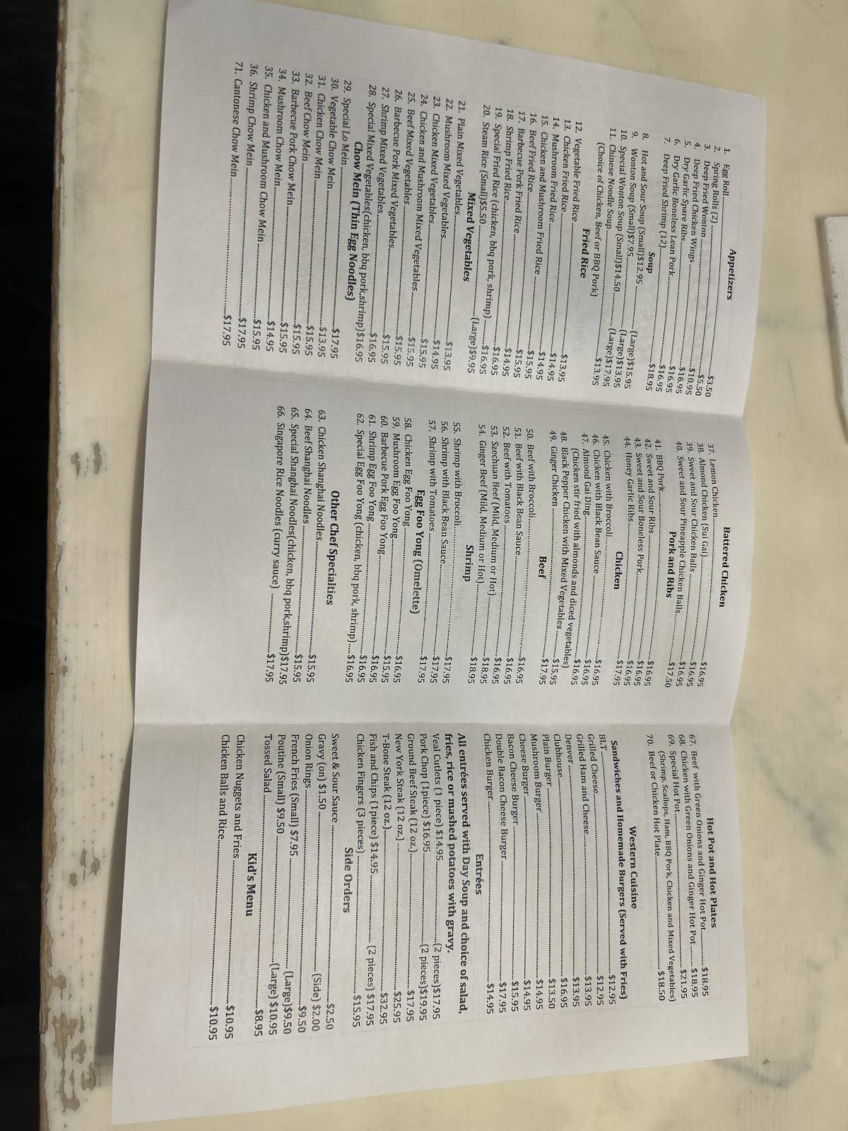 Menu at Mei’s Family Restaurant, Kerrobert