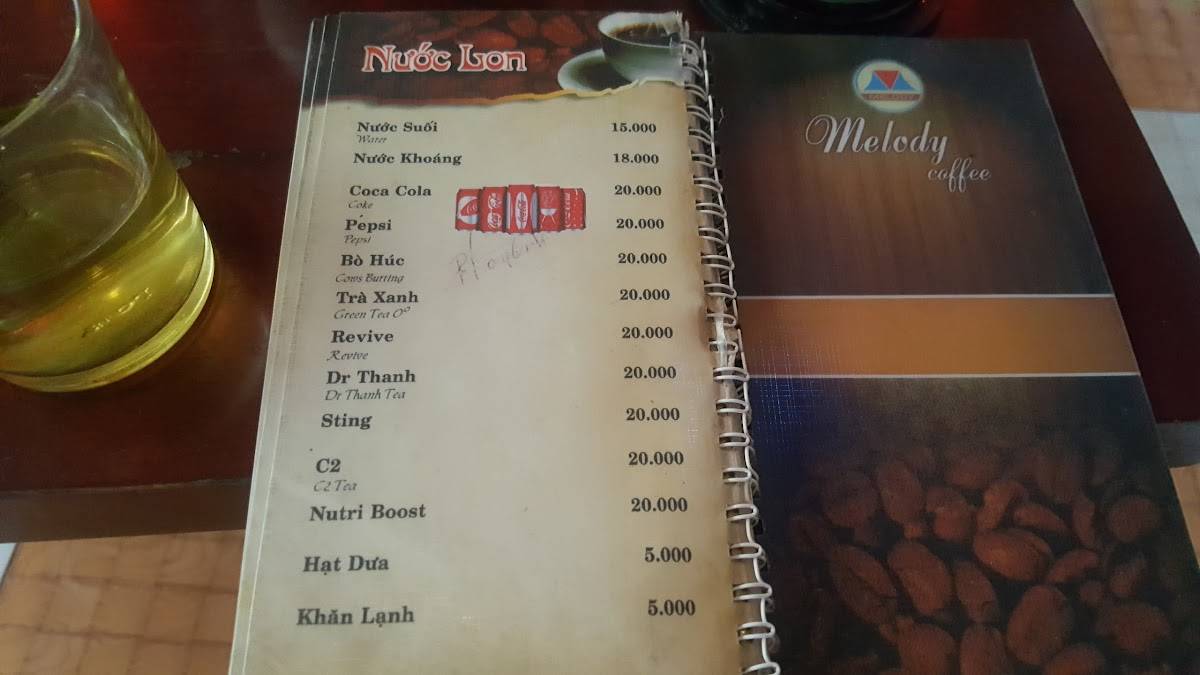 Menu at Memory Cafe, Da Nang