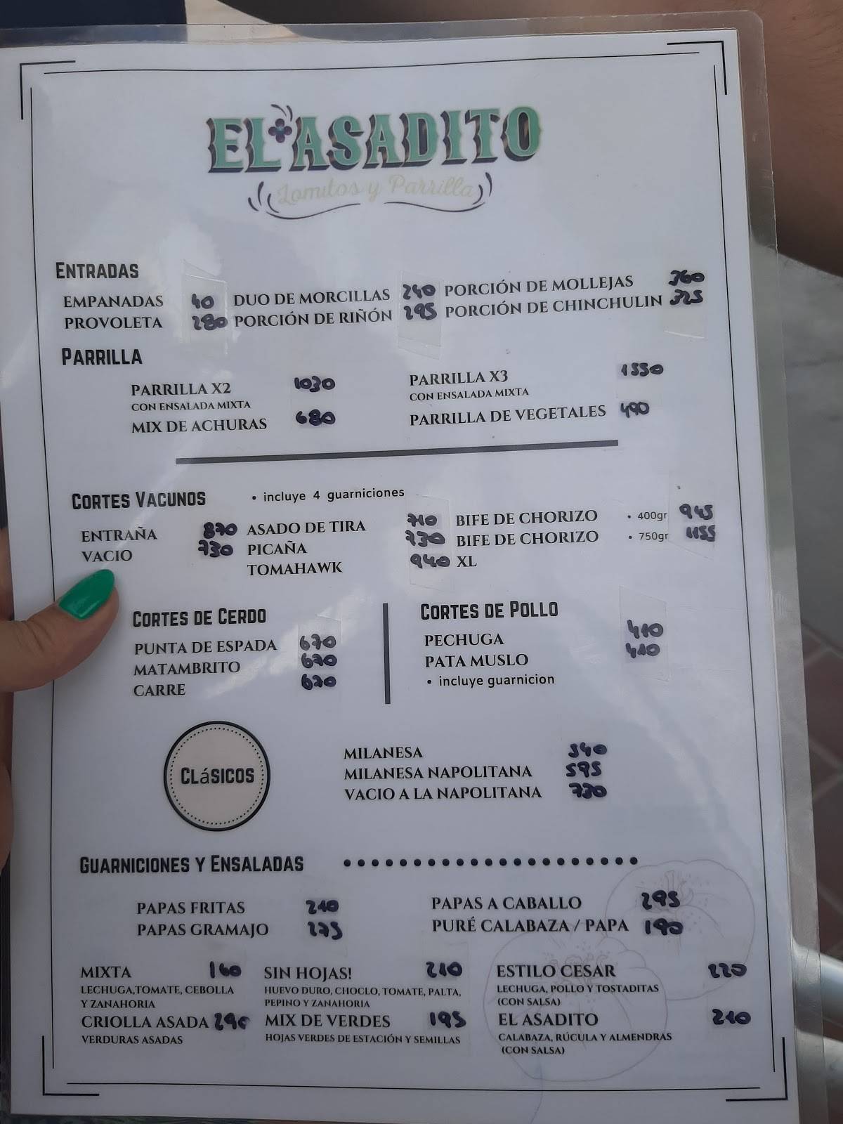 Carta de parrilla ASADITO ·JBJ ·, Mendoza, Juan B. Justo 512 Esquina ...