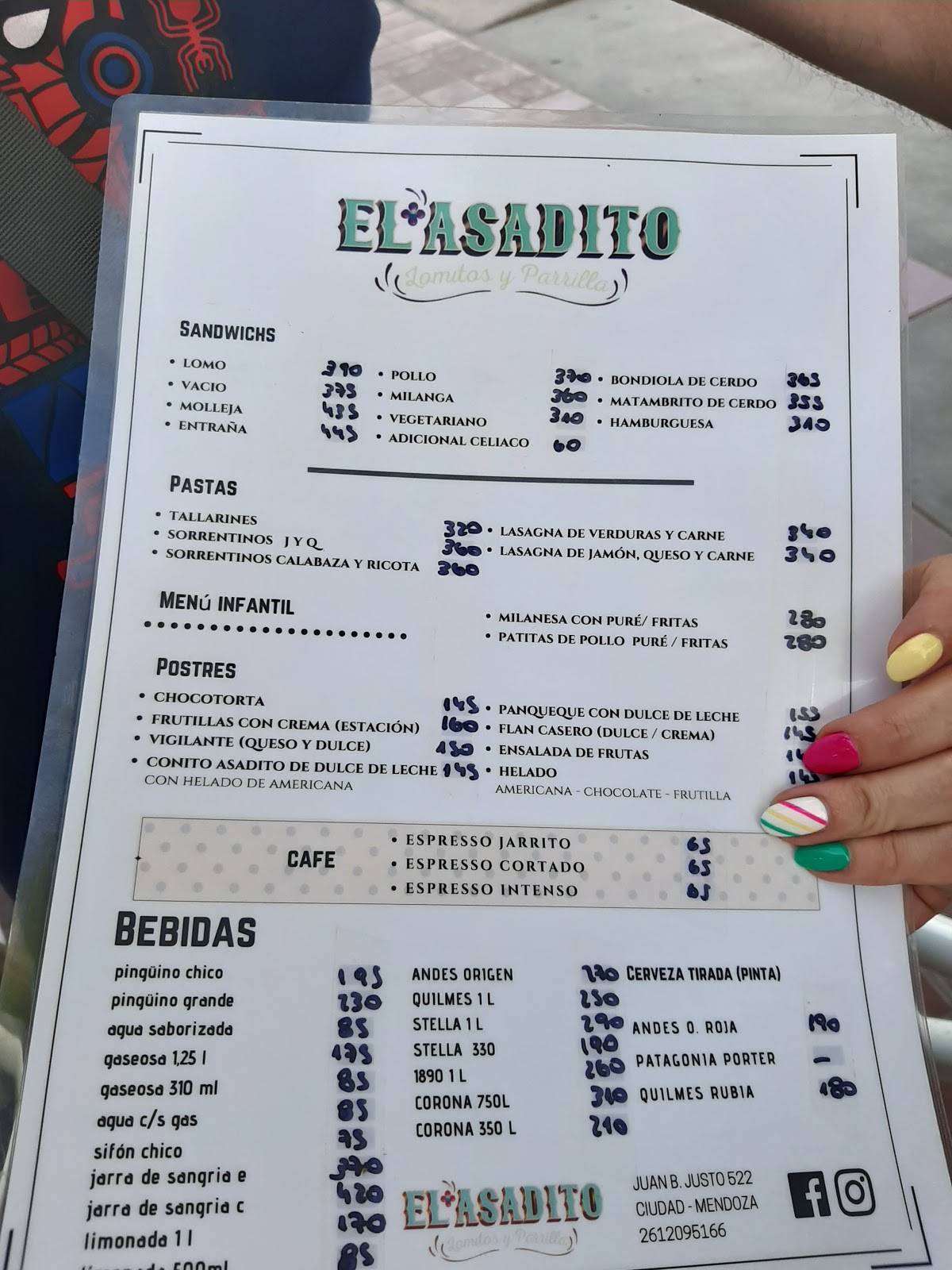 Carta de parrilla ASADITO ·JBJ ·, Mendoza, Juan B. Justo 512 Esquina ...