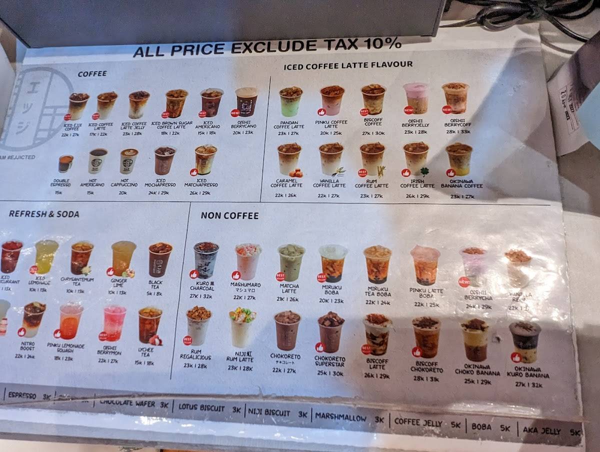 Menu at Ejji Coffee Corner District XXI Dewi Sri, Mengwi